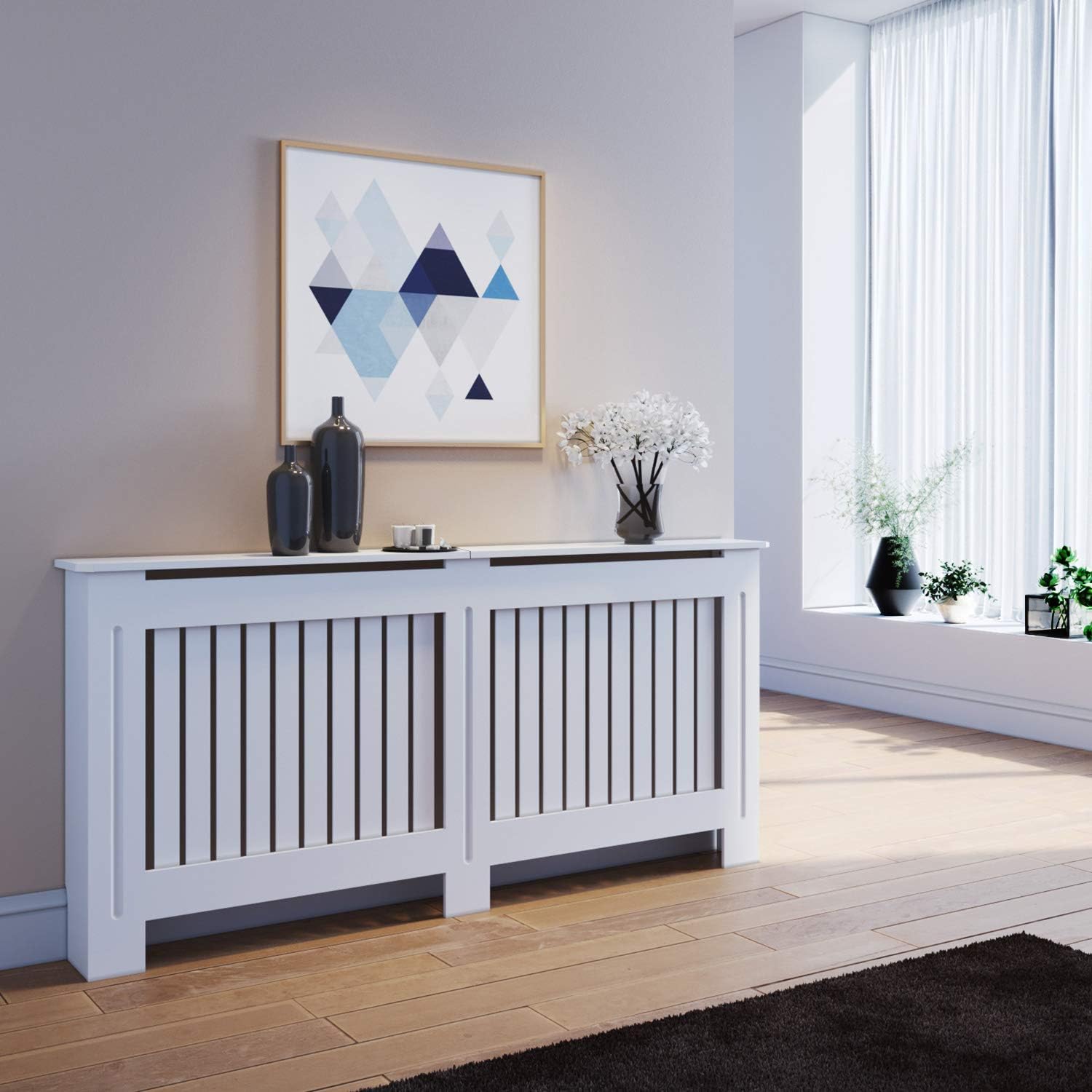 Furneo Modern High Gloss White Radiator Cover S M L XL (Extra Large ...