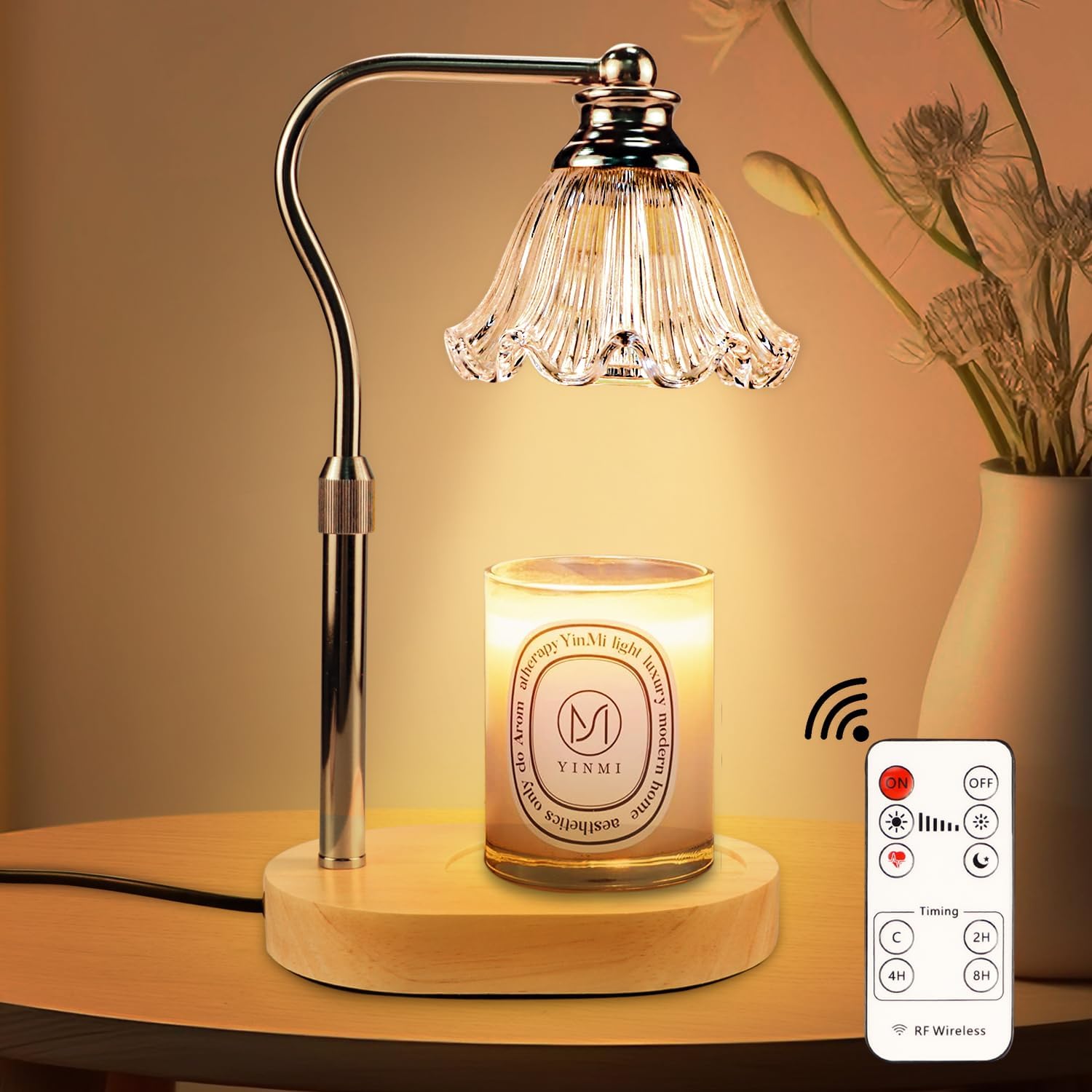 Uandhome Crystal Flower Candle Warmer Lamp With Dimmer, Heat Adjustable ...