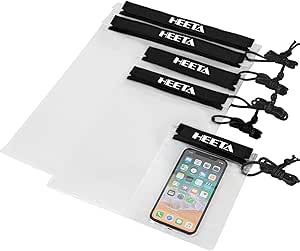 HEETA 5-Pack Clear Waterproof Dry Bag, Water Tight Cases Pouch Dry Bags for Camera Mobile Phone ...