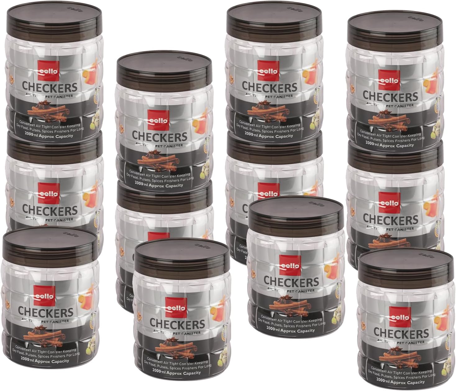 Buy Cello Checkers Pet Plastic Airtight Container Set (12-Piece, 300 ml ...