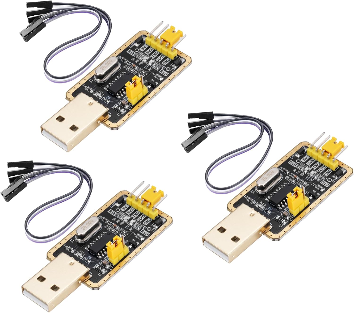 AYWHP 3 x UART-TTL USB CH340G Adapter with Converter, 3.3 V / 5 V UART ...