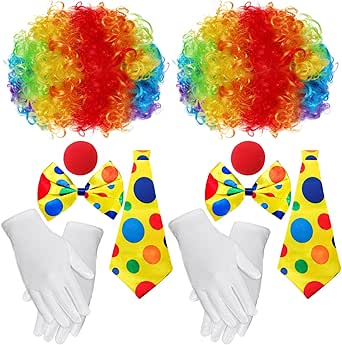 Amazon.com: Gvhntk 10 Pcs Clown Costume Set Clown Nose Wig Bow Tie ...