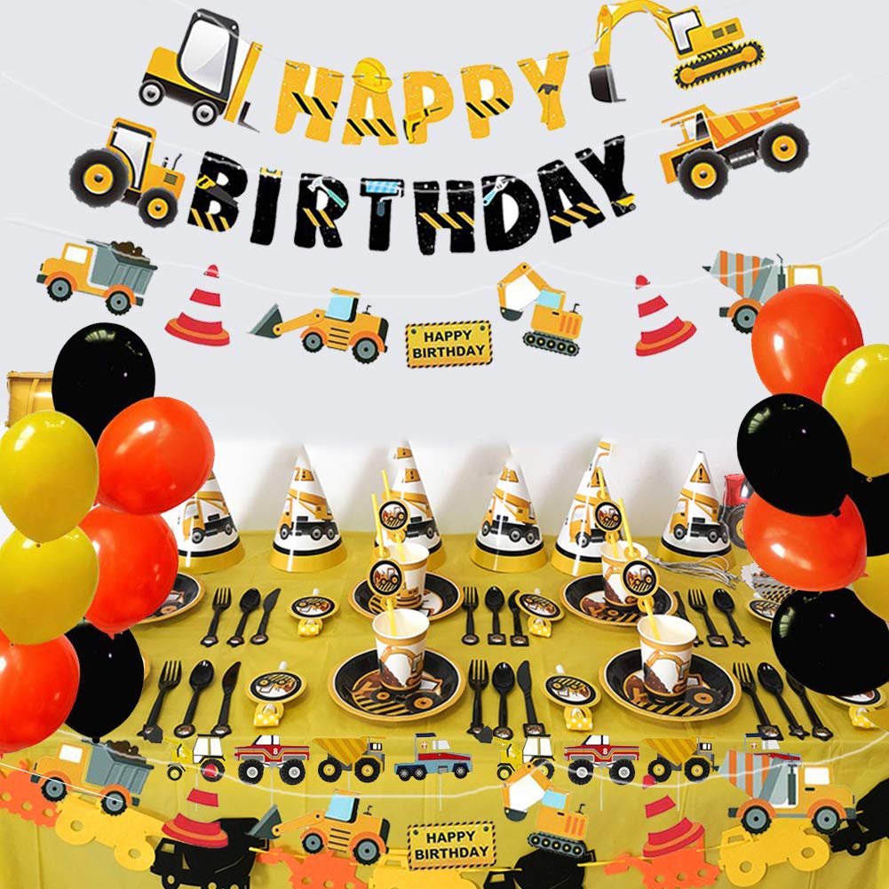 48pcs Construction Birthday Party Supplies Kit Dump Truck Party ...