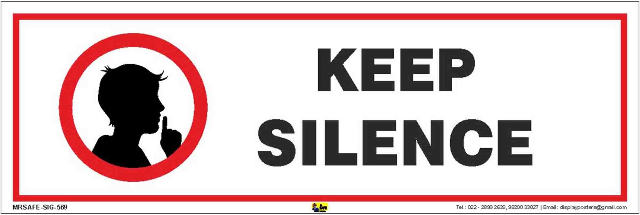 Mr. Safe - Keep Silence Sign PVC Sticker 15 Inch X 6 Inch : Amazon.in