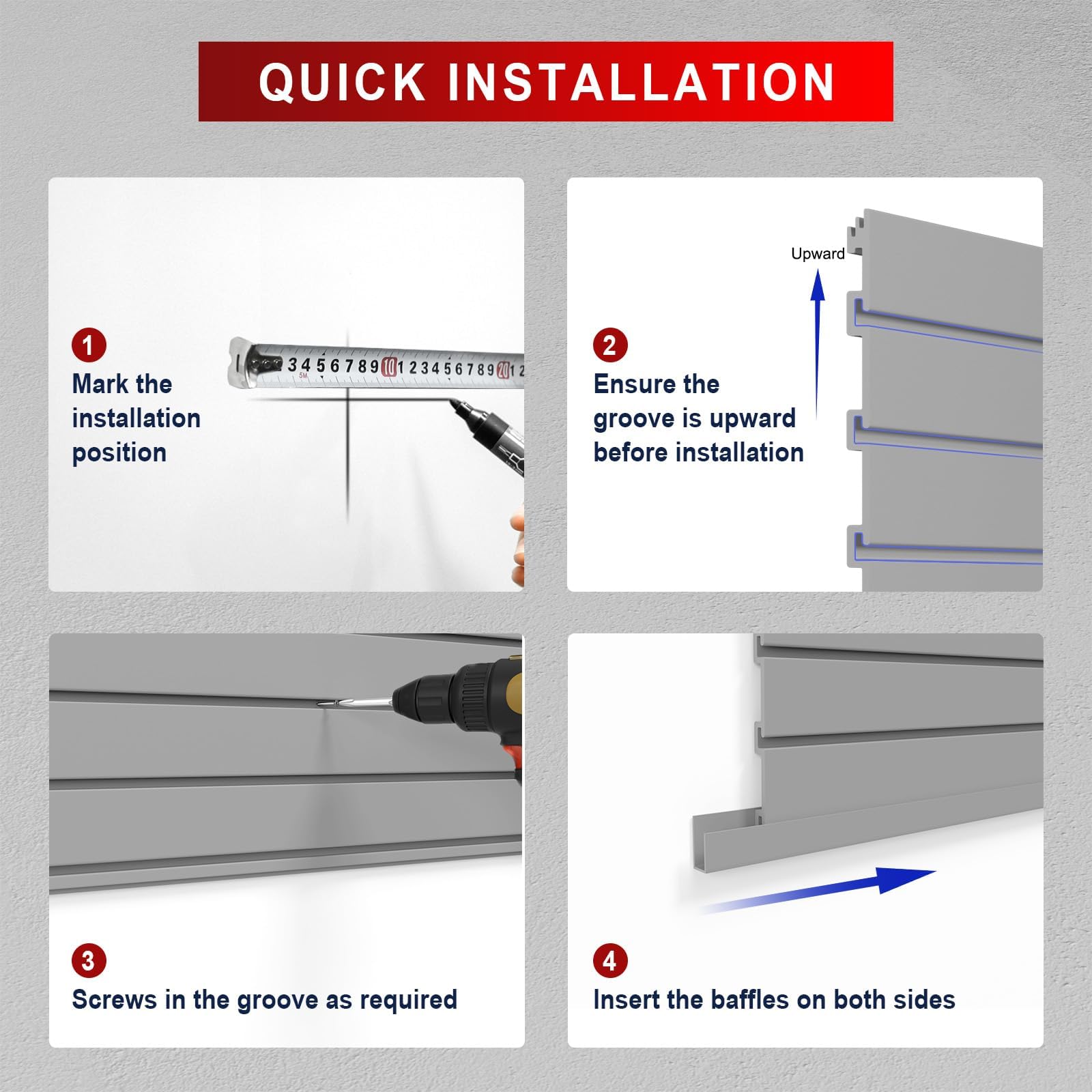 Snapklik.com : 4H X 8W Slatwall Panel Garage Wall Organizer, Heavy Duty ...