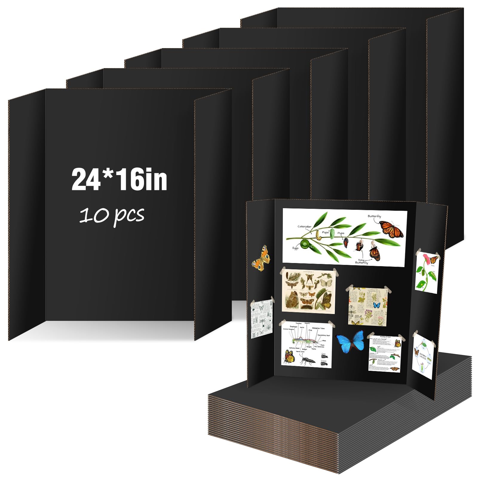 Amazon.com : Black Trifold Poster Board, IKAYAS 24" X 16" Double Sided ...