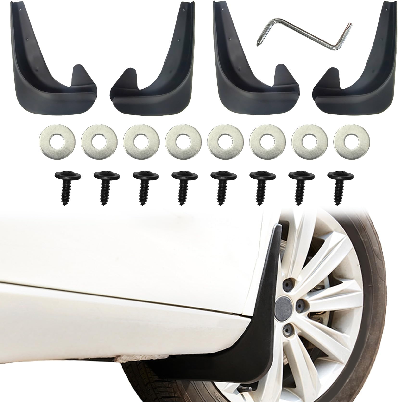 Amazon.com: 4PCS Car Mud Flaps, Black Mud Flaps Splash Guards, Front ...