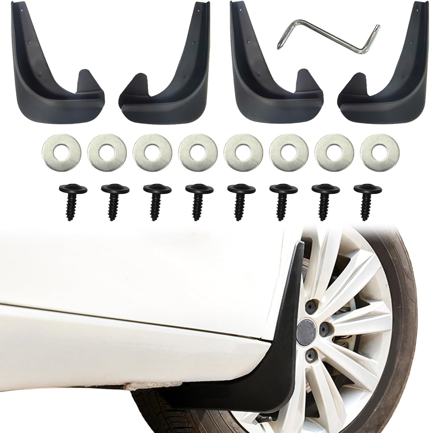 Amazon.com: 4PCS Car Mud Flaps, Black Mud Flaps Splash Guards, Front ...