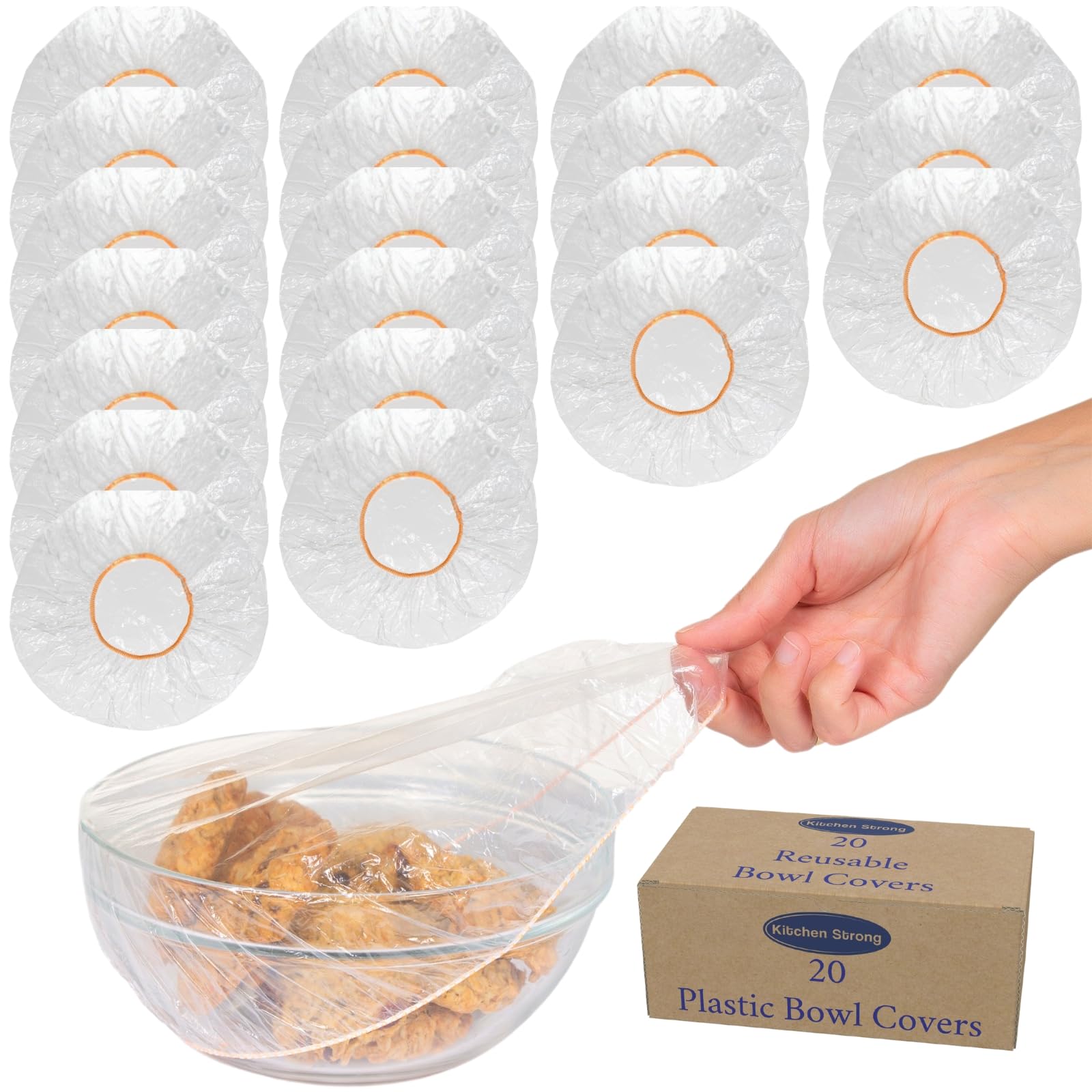 Kitchen Strong 100 Reusable Bowl Covers Food Cover Stretch Edging ...