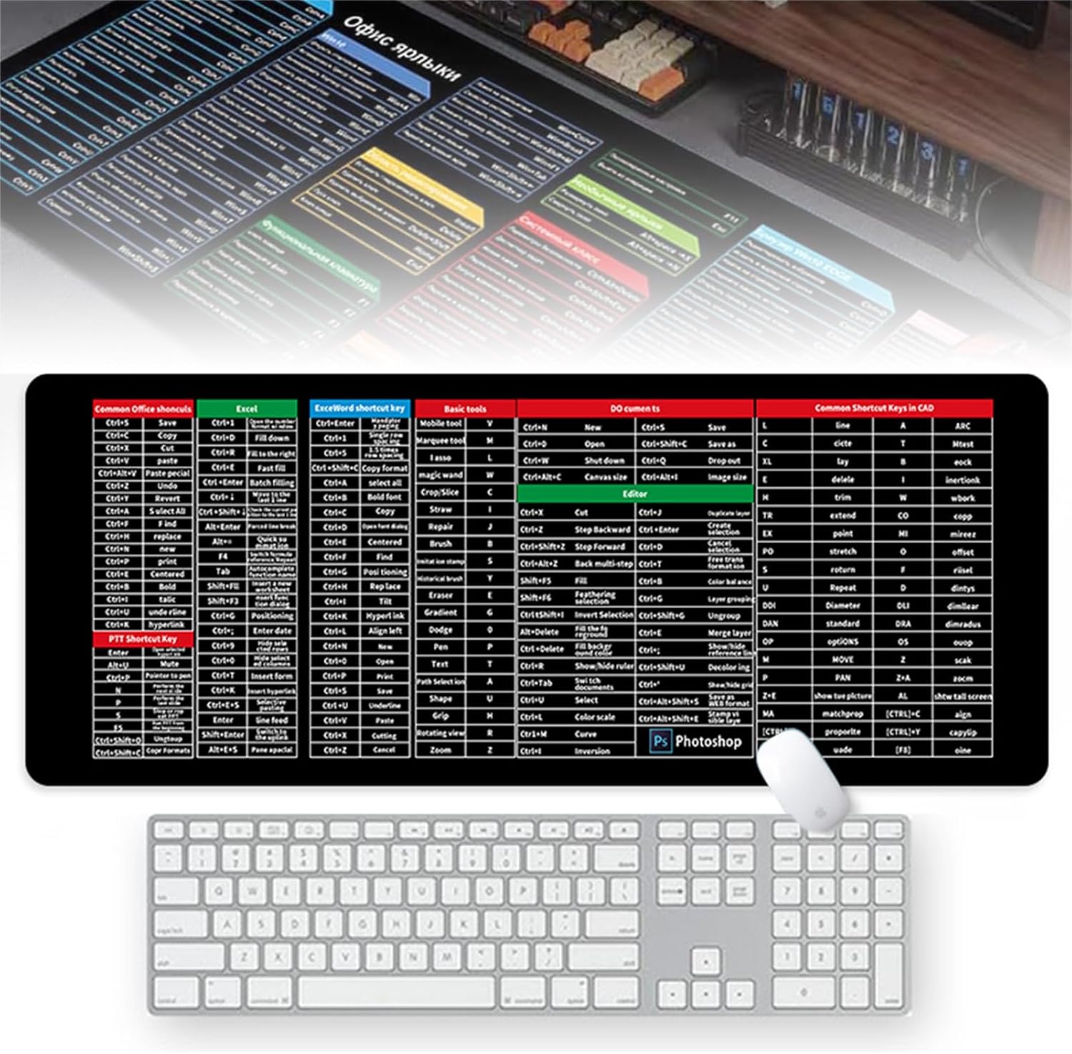 Amazon.com: Excel Mouse Pad Shortcuts, Word/Excel Shortcuts Cheat Sheet ...