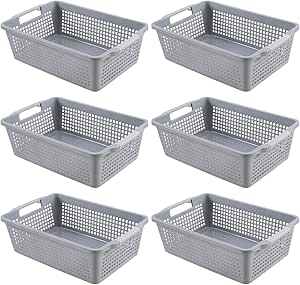 Amazon.com - LOSYHU 6Pack Plastic Storage Baskets, Woven Plastic ...