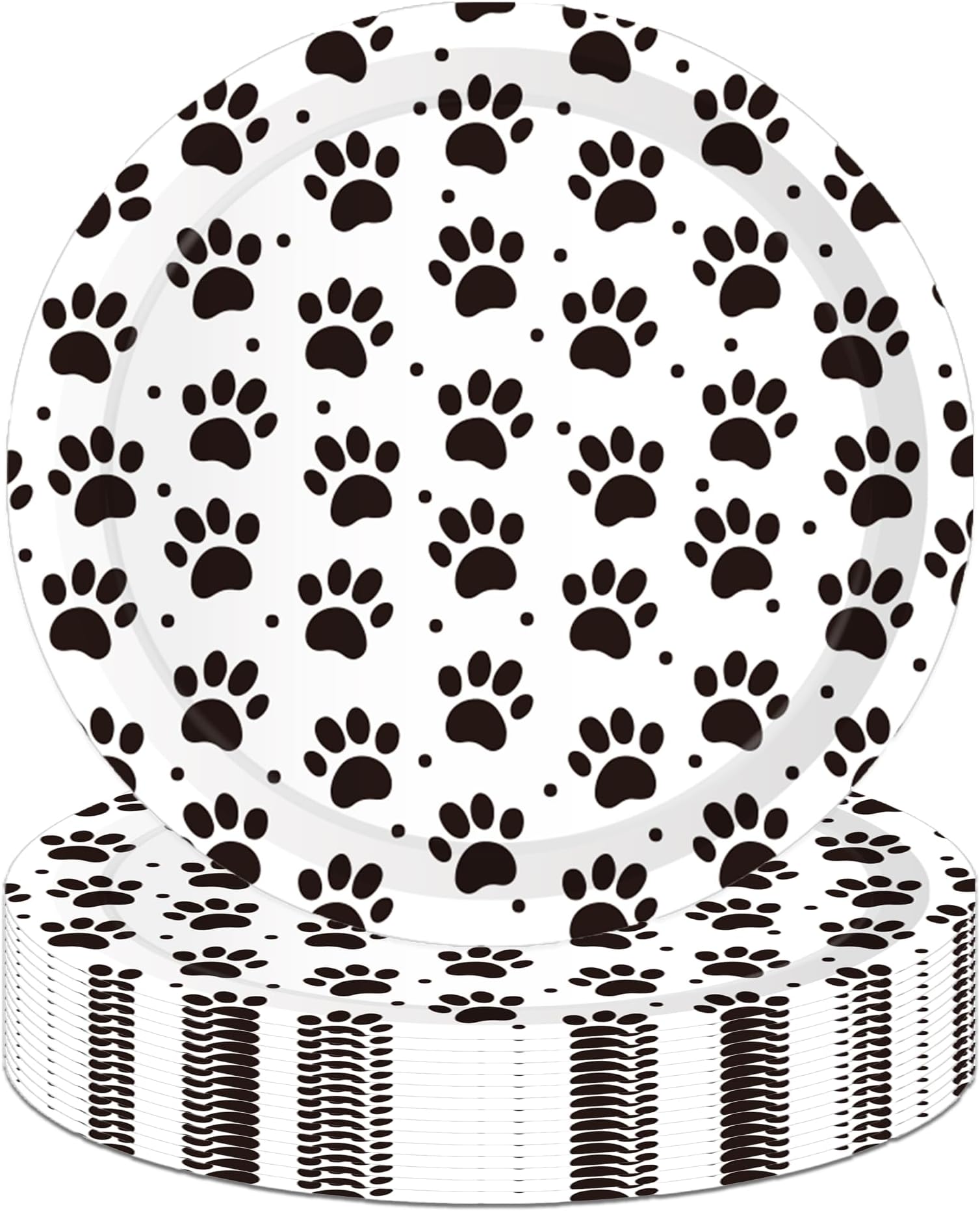 Amazon.com: Jajajuegos 24 pcs 9" Dog Print Paper Plates Paw Print Party ...