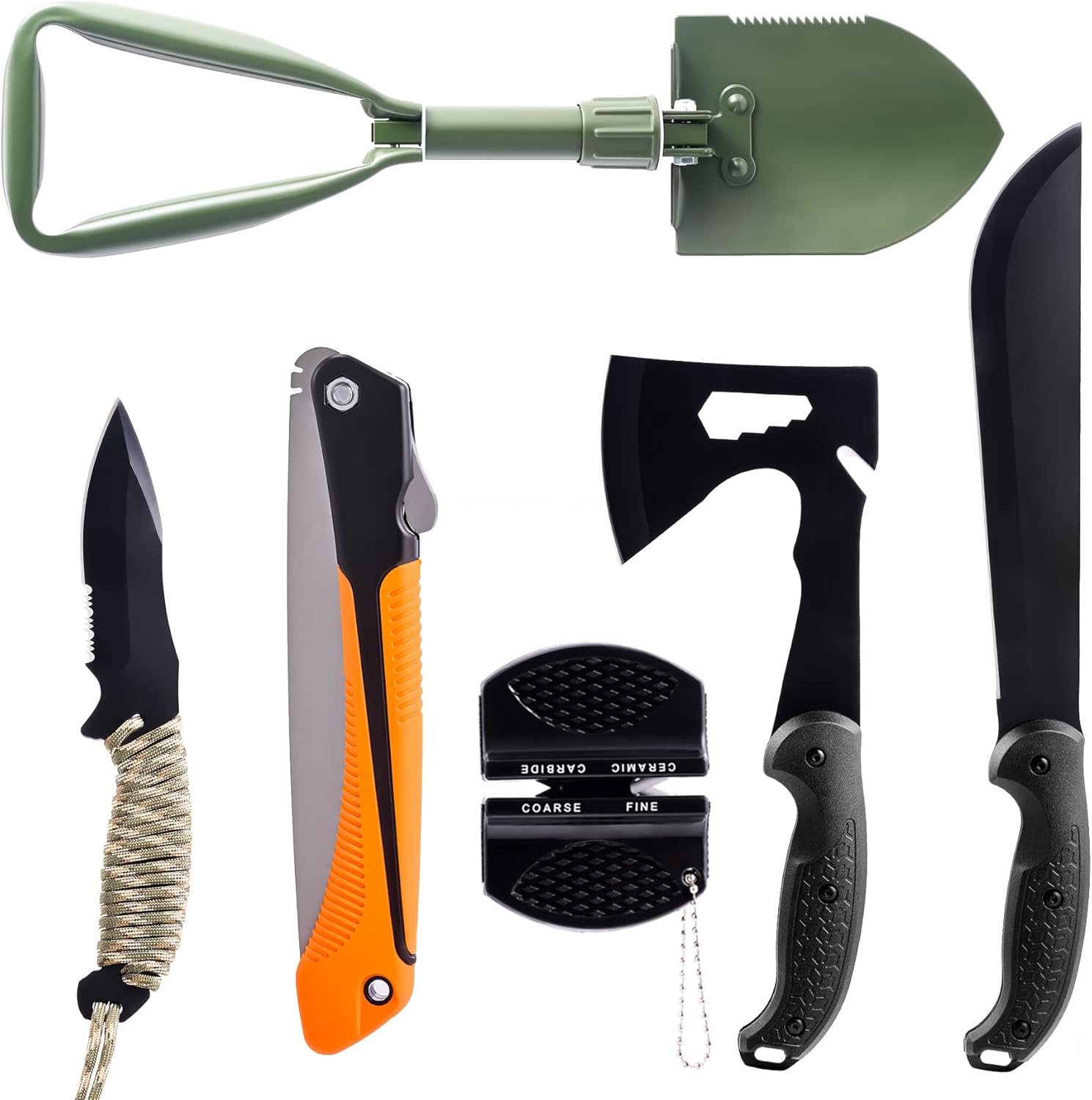 Amazon.com: KNINE OUTDOORS Fixed Blade Knife Set with Survival Shovel ...
