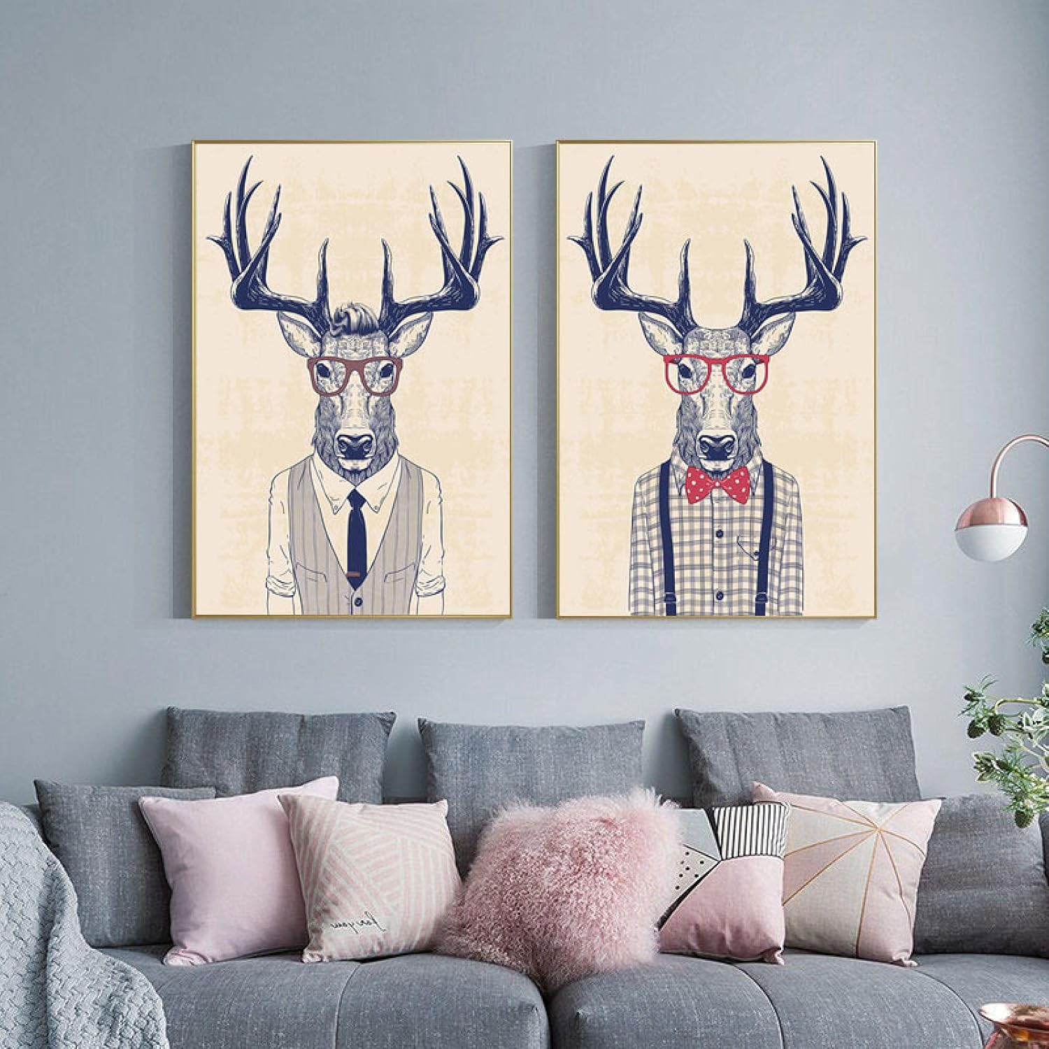 Amazon.de: Guying Art Moderne Tiere Herr Hirsch Mit Brille Leinwand ...