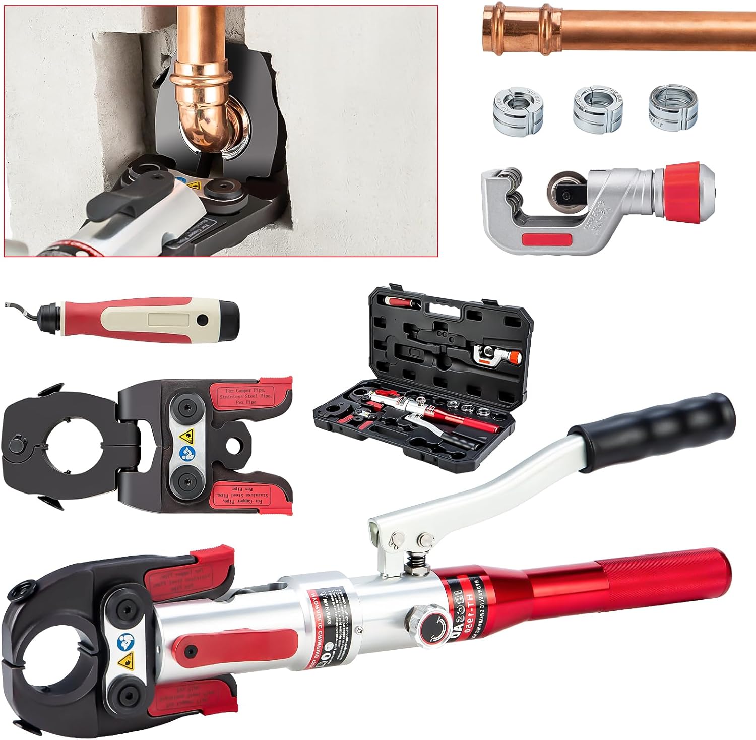 IBOSAD Hydraulic Copper Pipe Tube Fittings Crimper with Muliti ...