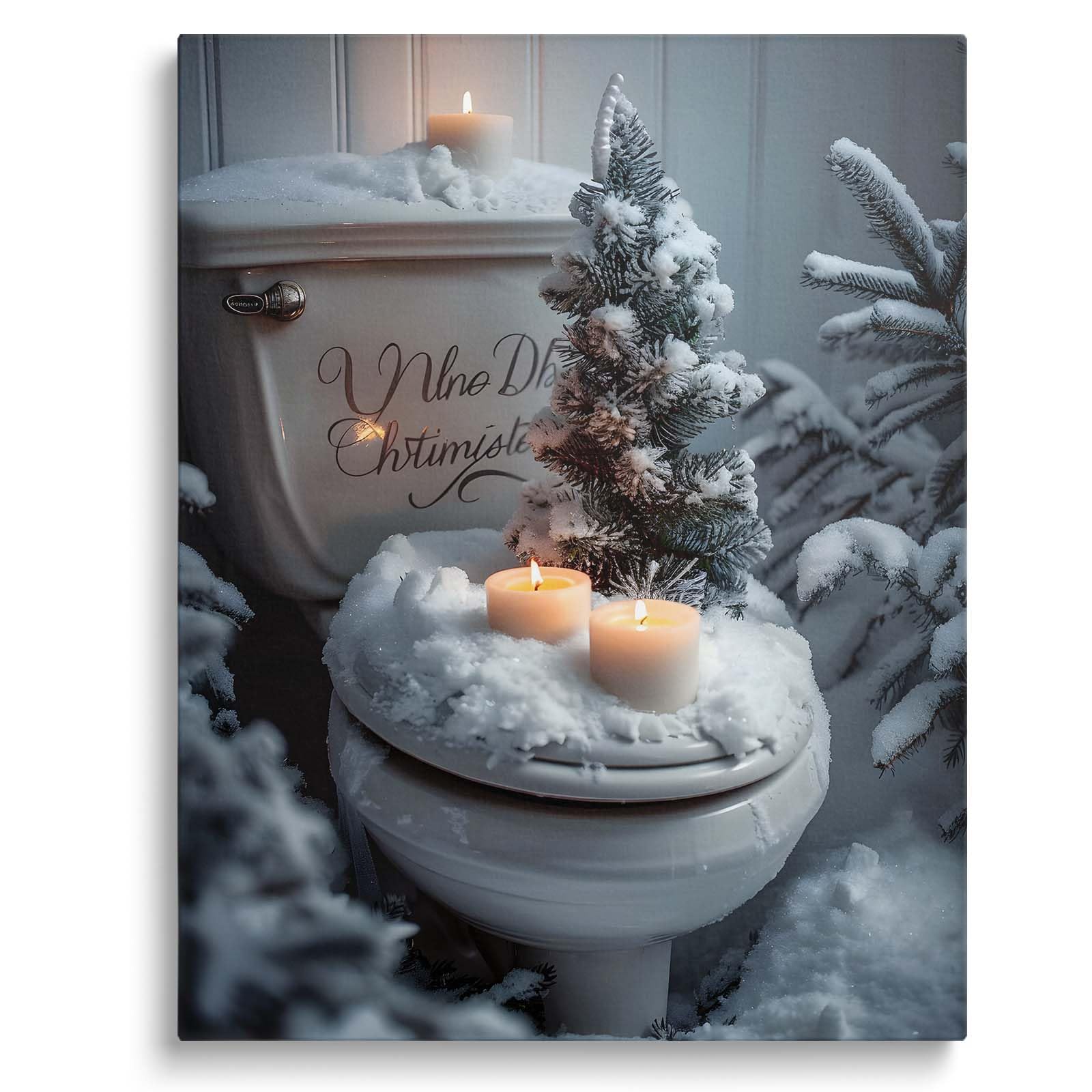 Amazon.com: Christmas Bathroom Canvas Wall Art Decor - Festive Snow ...