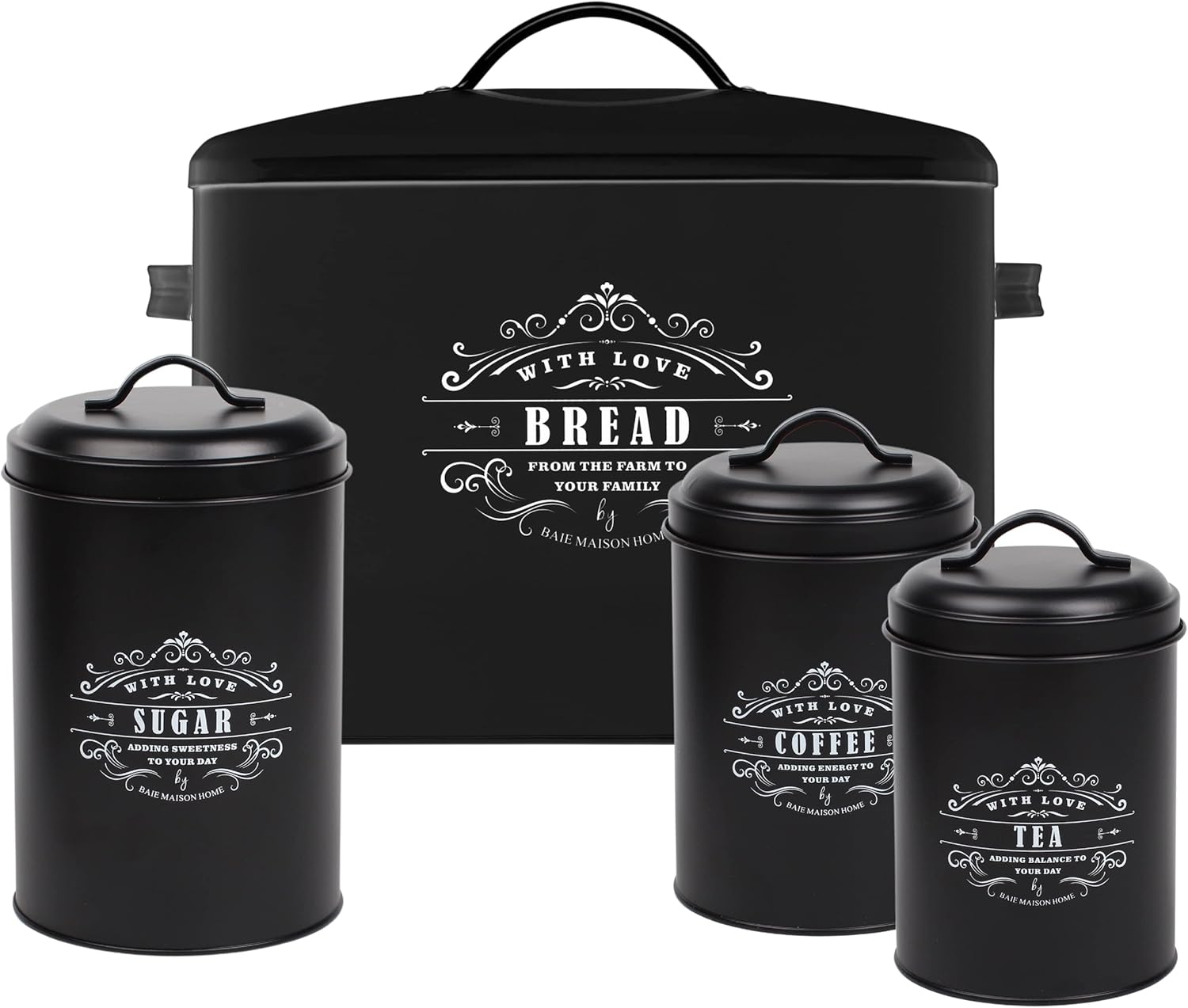 Amazon.com: Baie Maison Extra Large Black Farmhouse Bread Box for ...