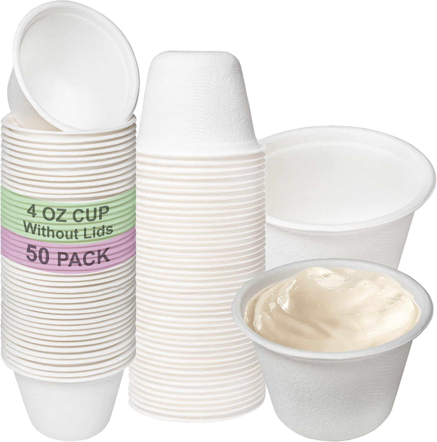 Amazon.com: EcoQuality 4 Oz Compostable Portion Cups - Sugarcane ...
