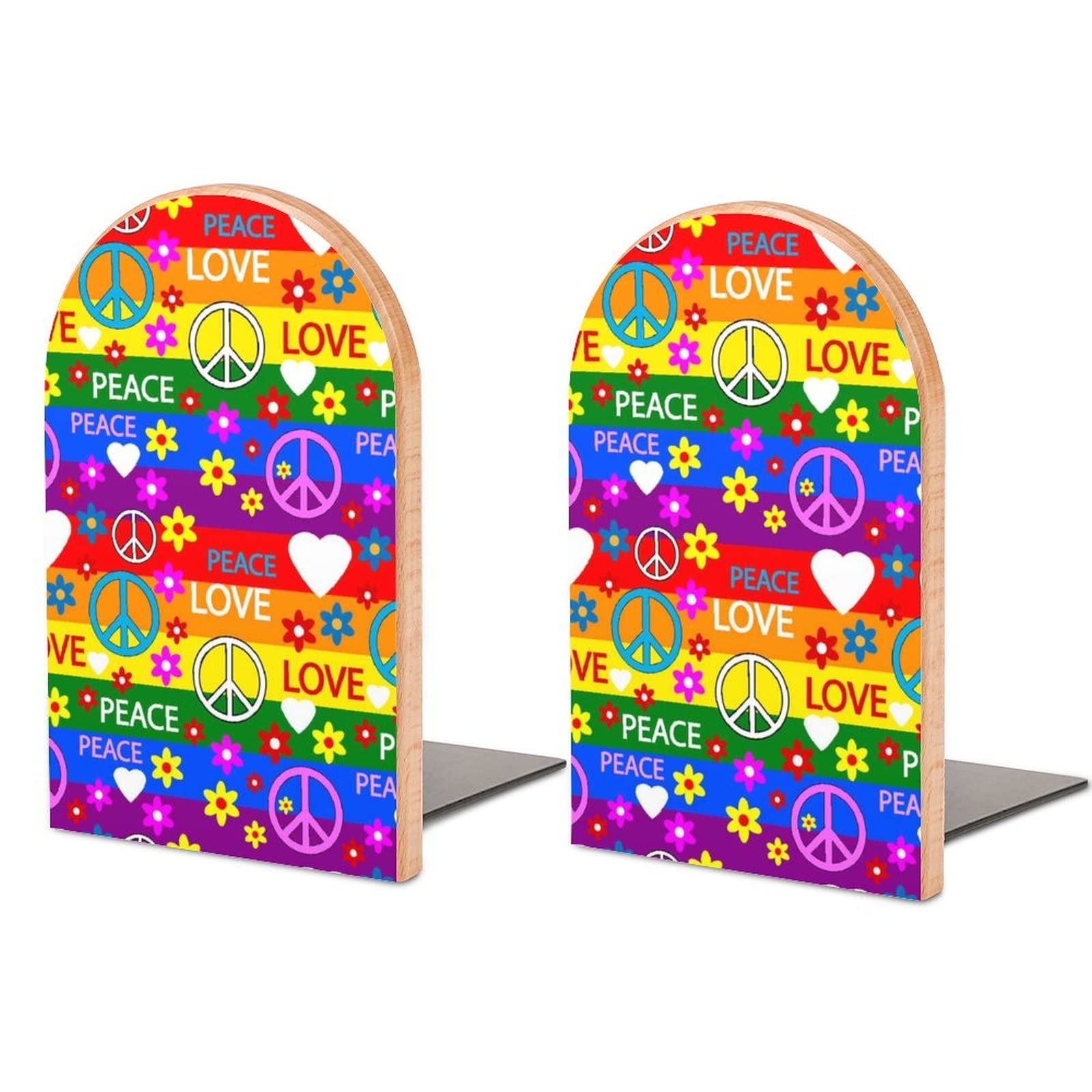 Rainbow Peace Signs And Hearts