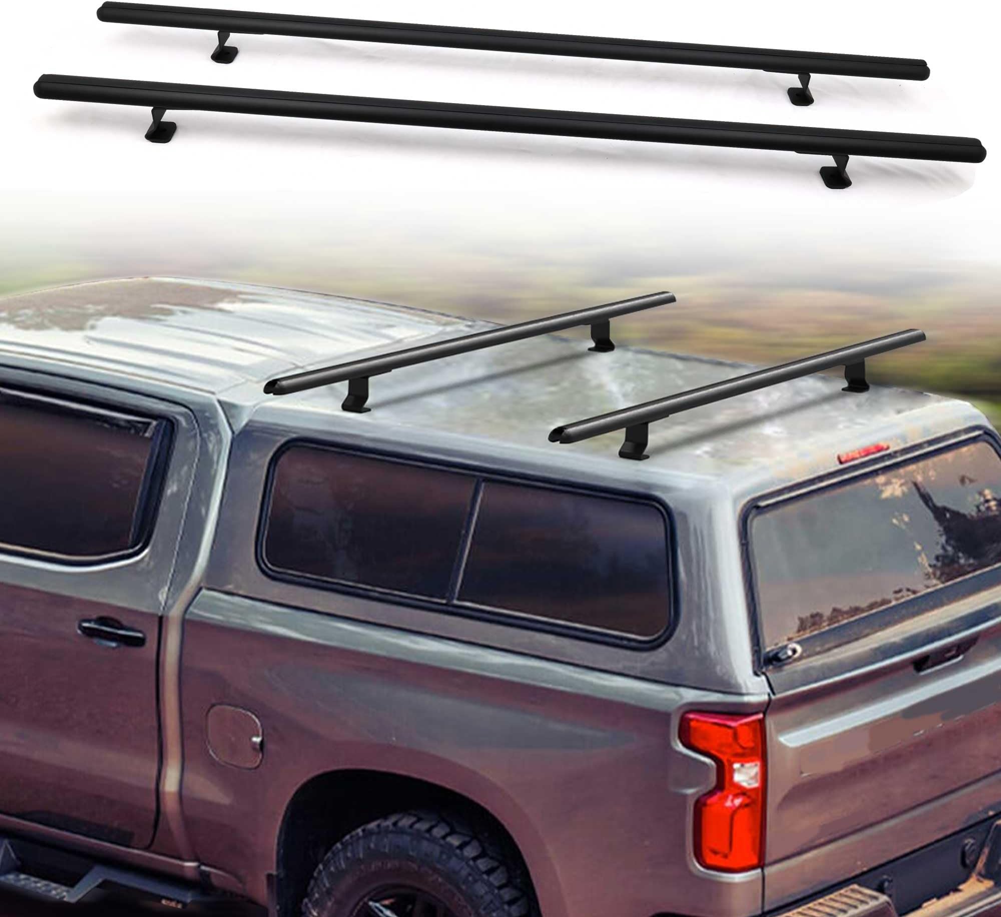 MELIPRON 60" Truck Cap Topper Rack Adjustable Aluminum Ladder Roof Rack ...