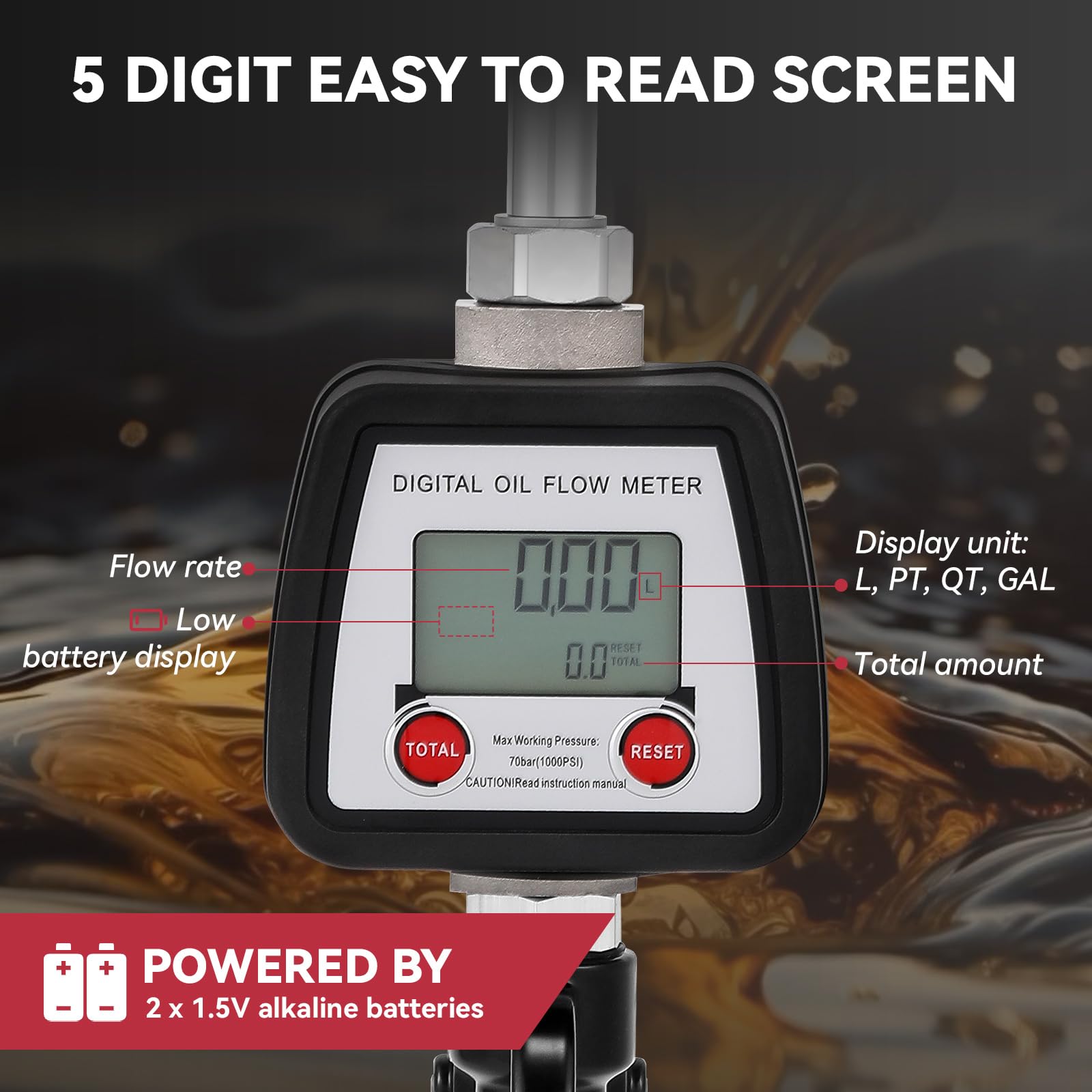 Snapklik.com : Poafamx Digital Oil Control Valve Meter Nozzle 8GPM ...