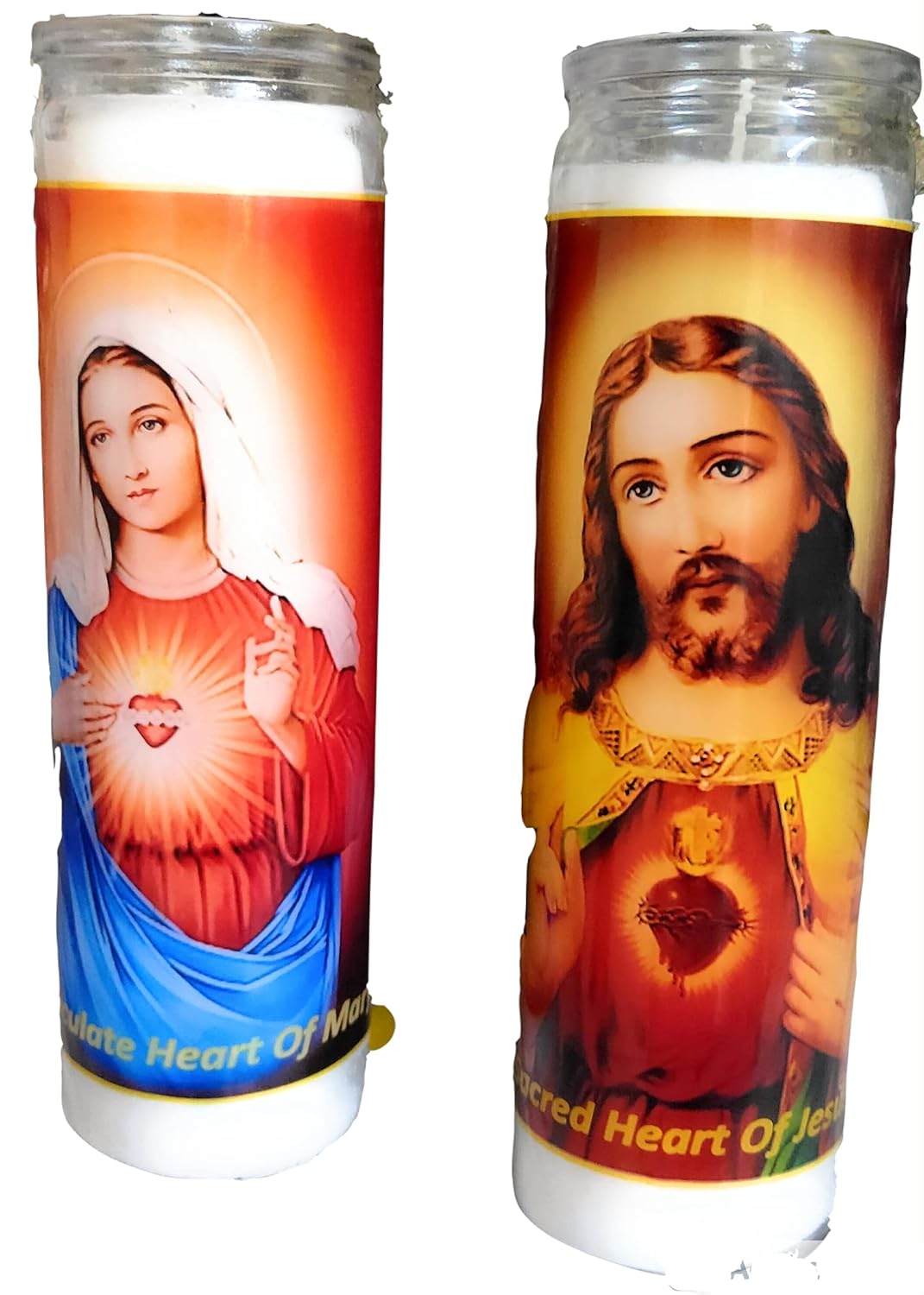 Catholic Prayer Candles - Set of 2 Religious Candles - Real Wax (White ...