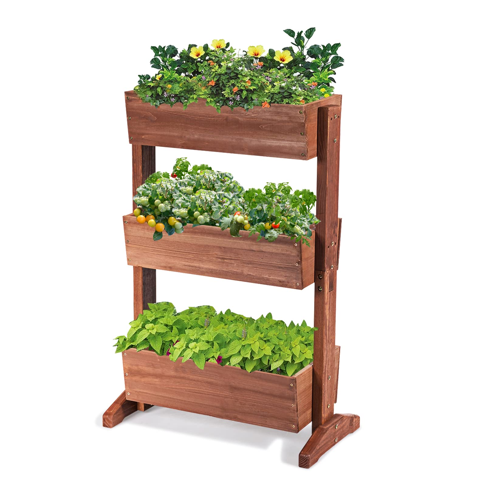 Amazon.com : S AFSTAR Wooden Vertical Raised Garden Bed, 3 Tiers ...