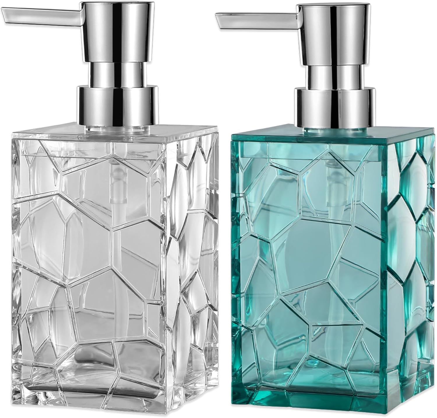 Amazon.com: Hand Soap Dispenser, Clear & Teal Acrylic Plastic Liquid ...