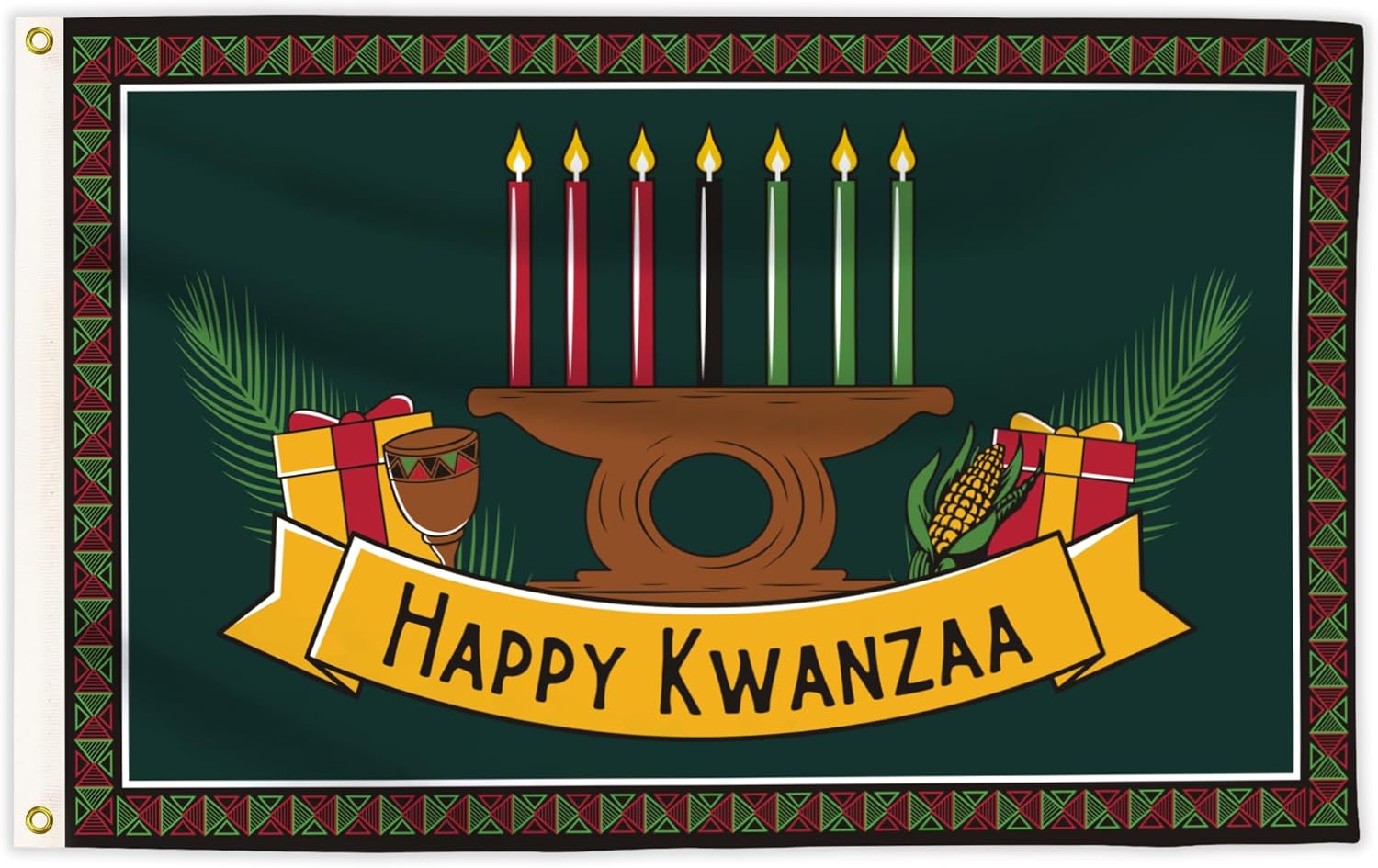 Amazon.com : Deshioki Happy Kwanzaa Flag 3x5Ft Kinara Candles Kwanzaa ...