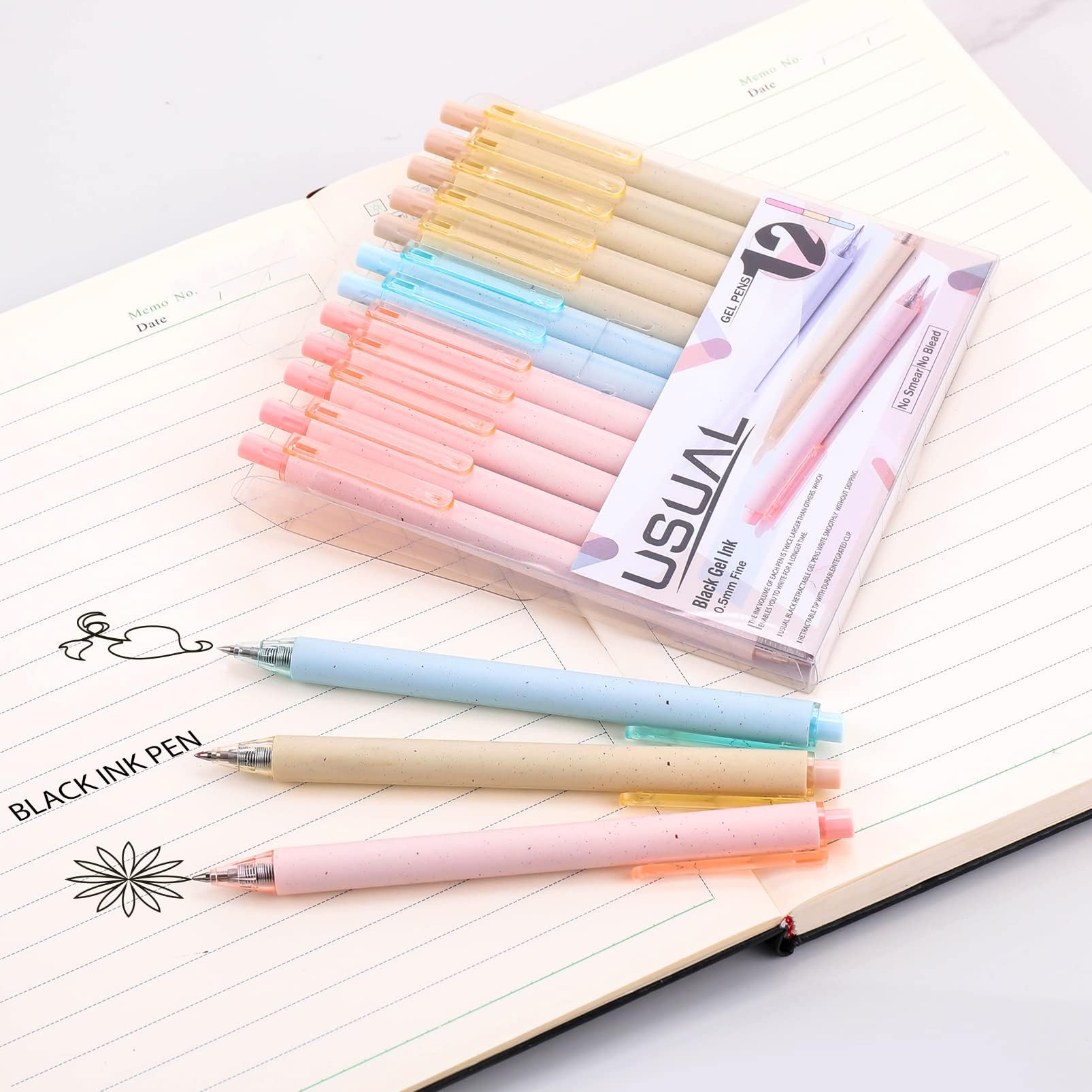 Amazon.com: Gel Pens 12pcs Beige Pens Ball Point Pens 0.5mm Fine point ...