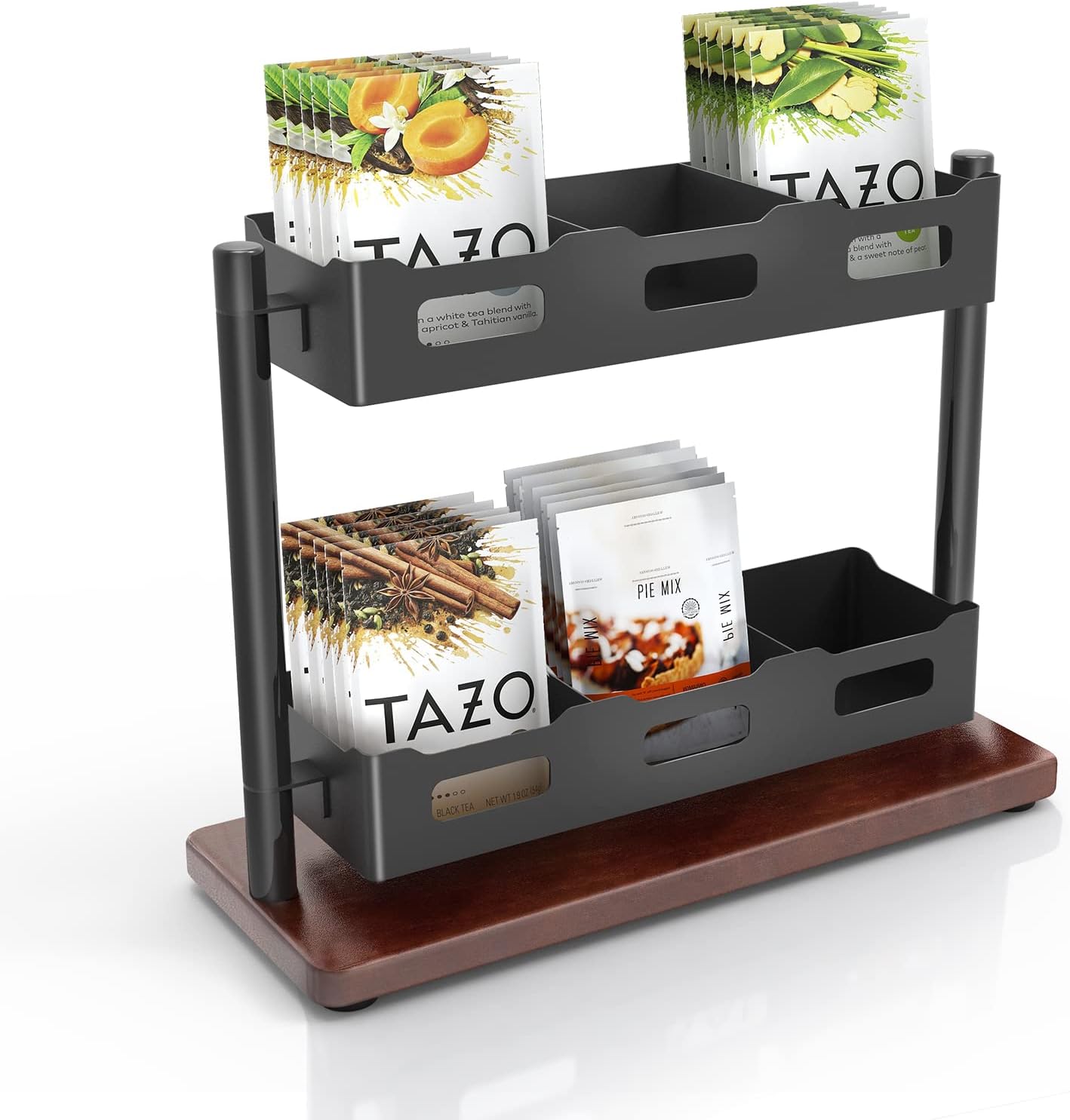 Amazon.com: Mkono Tea Bag Organizer 2 Tier Rustic Wood Wall Mounted Tea ...