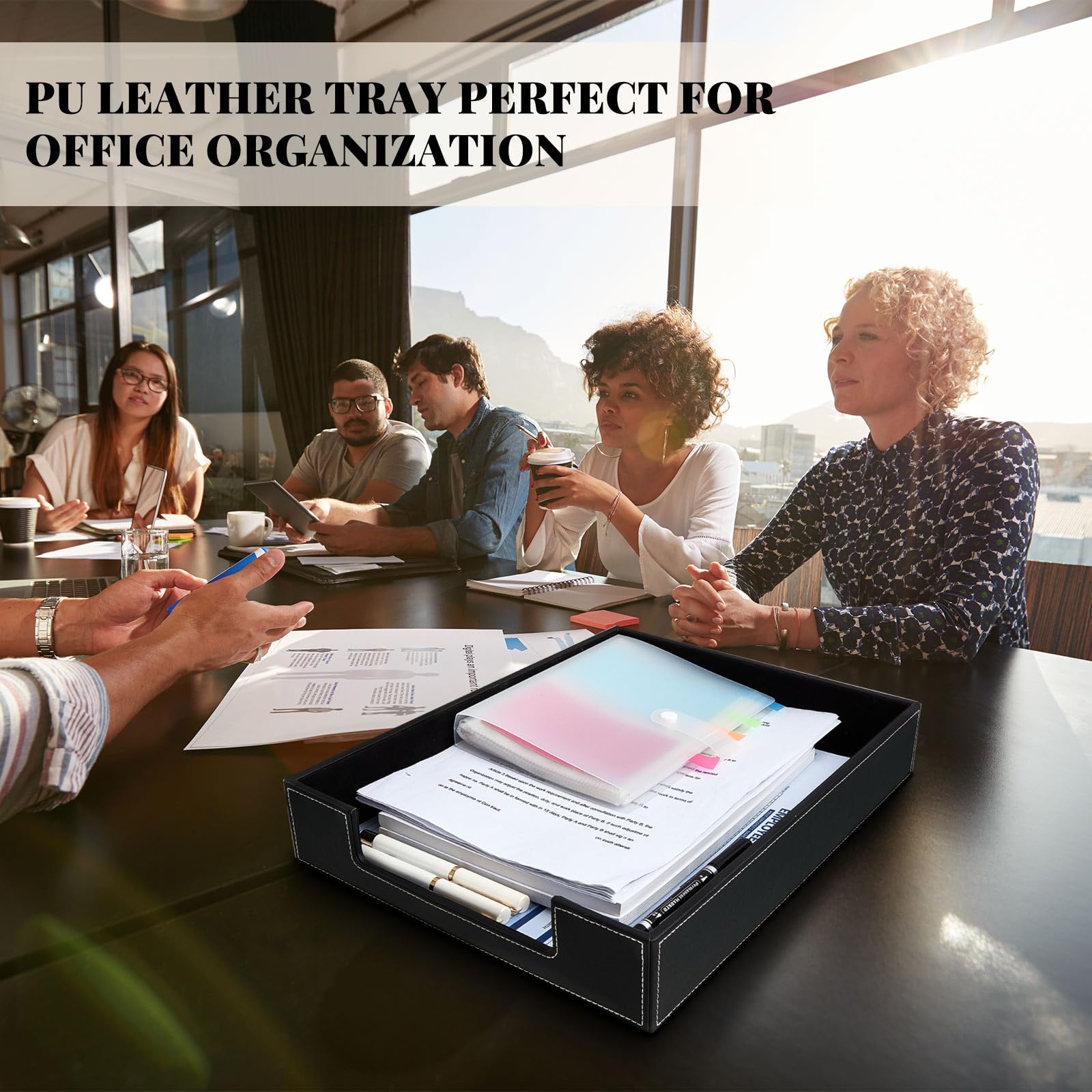 Snapklik.com : Wenqik 2 Pcs PU Leather Letter Tray Leather Desk ...