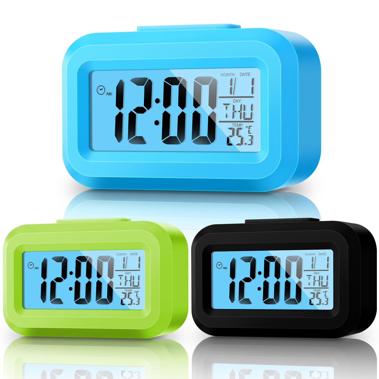 Amazon.com: Highergo 3 Pack Digital Alarm Clock Large LCD Display ...