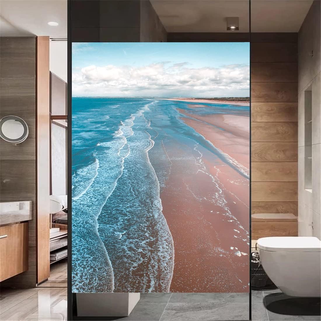 Amazon.com: Sandy Sea Static Cling Decorative Window Privacy Film ...