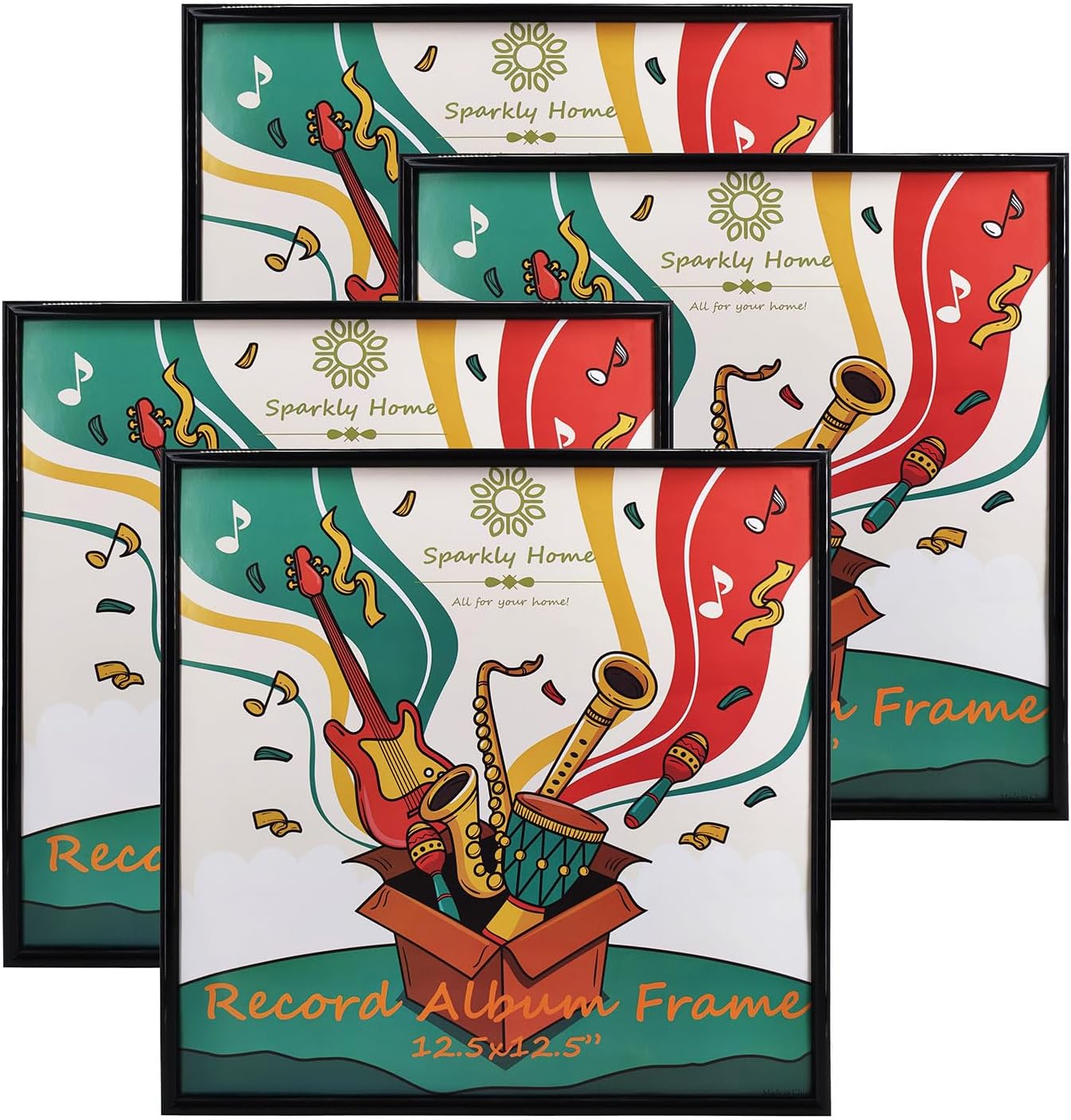 Amazon.com: 4 Pack Black Music Album Frames 12.5 x 12.5 Inch Aluminum ...