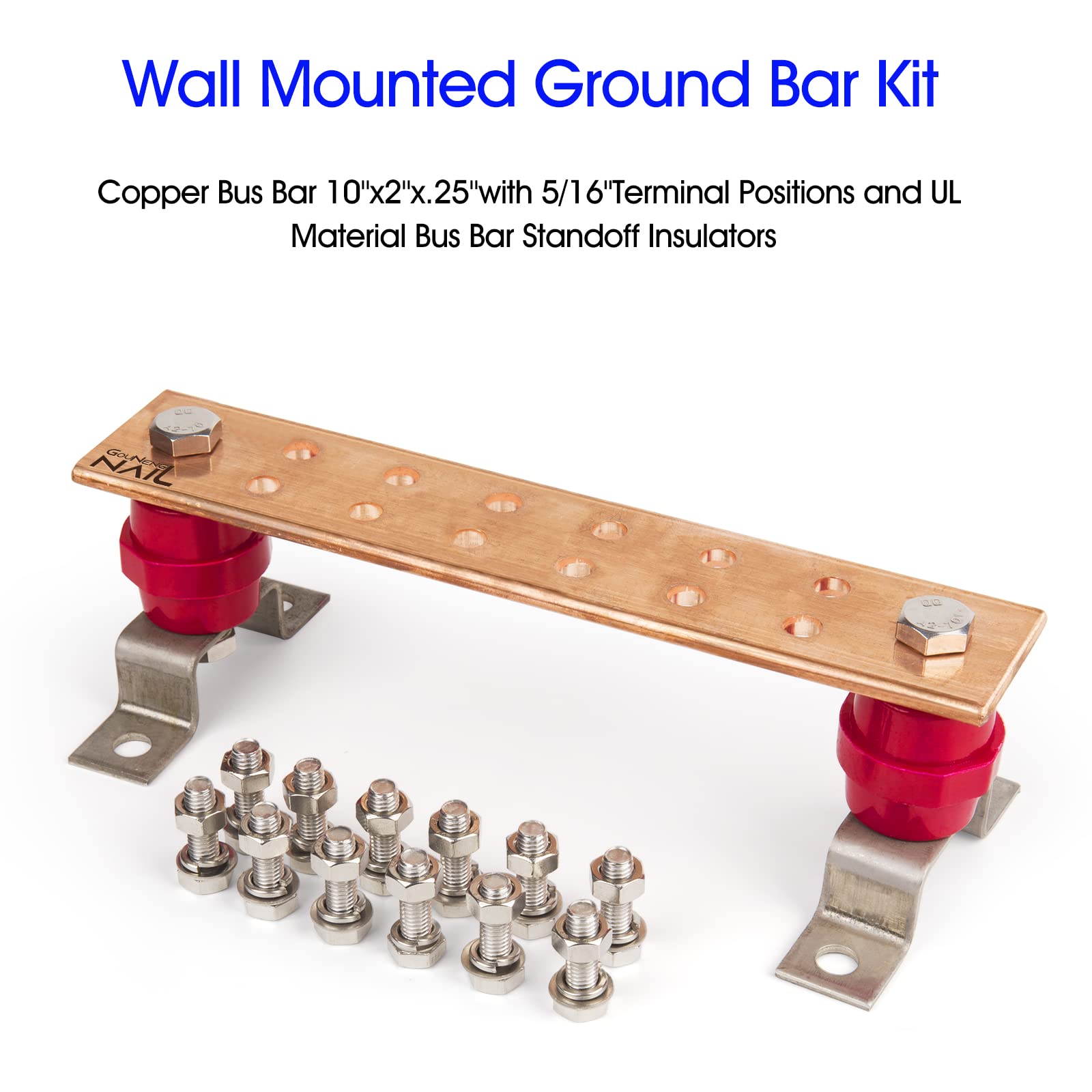 Snapklik.com : 4 Pack-Wall Mounted Copper Ground Bar Kit Thick .25" X 2 ...
