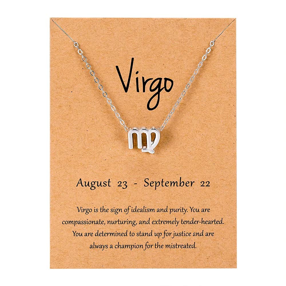 Silver Star Sign Pendant Chain Necklace - Virgo (23rd August - 22nd ...