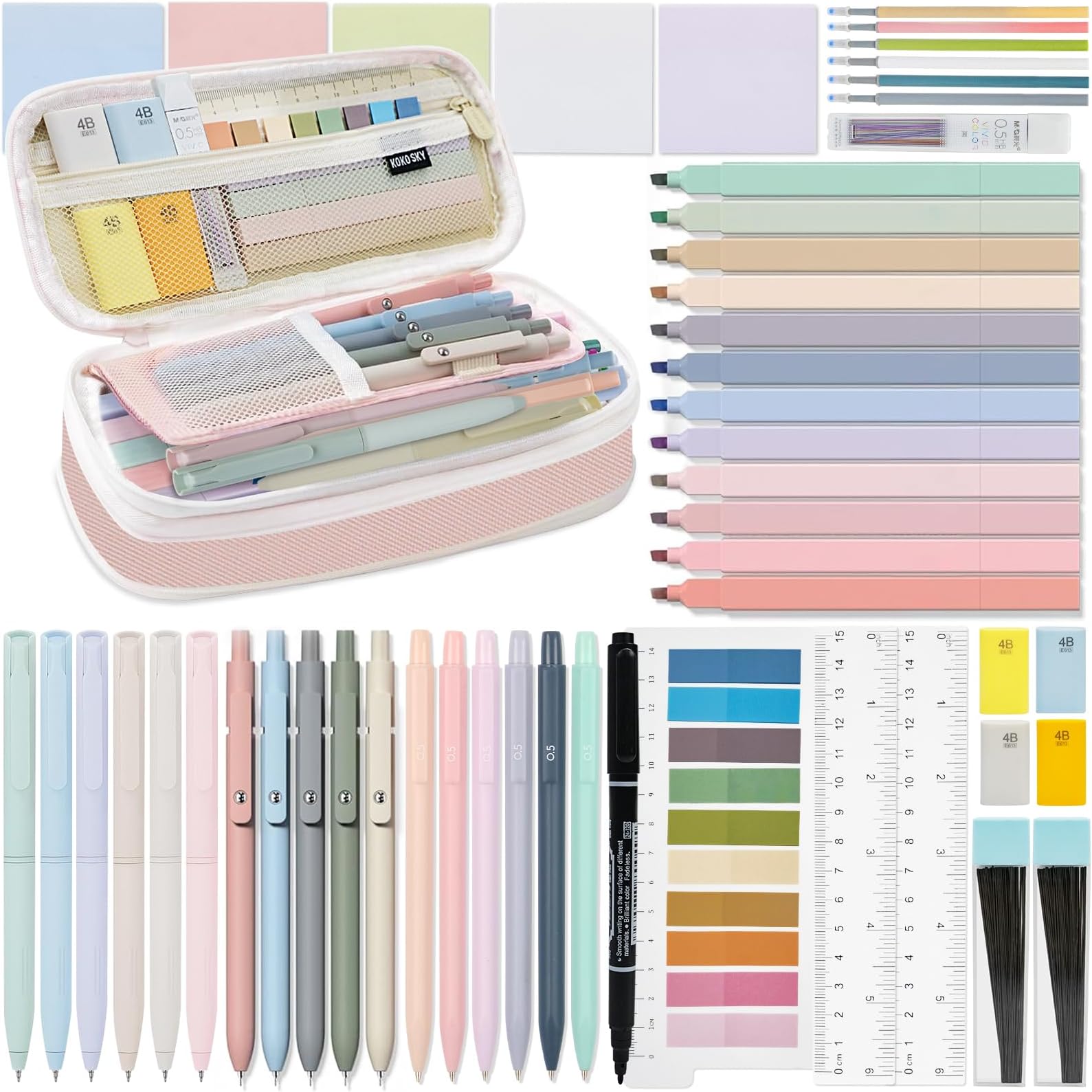 Amazon.com: Aesthetic School Supplies with Pencil Pouch - 57 Pcs Cute ...