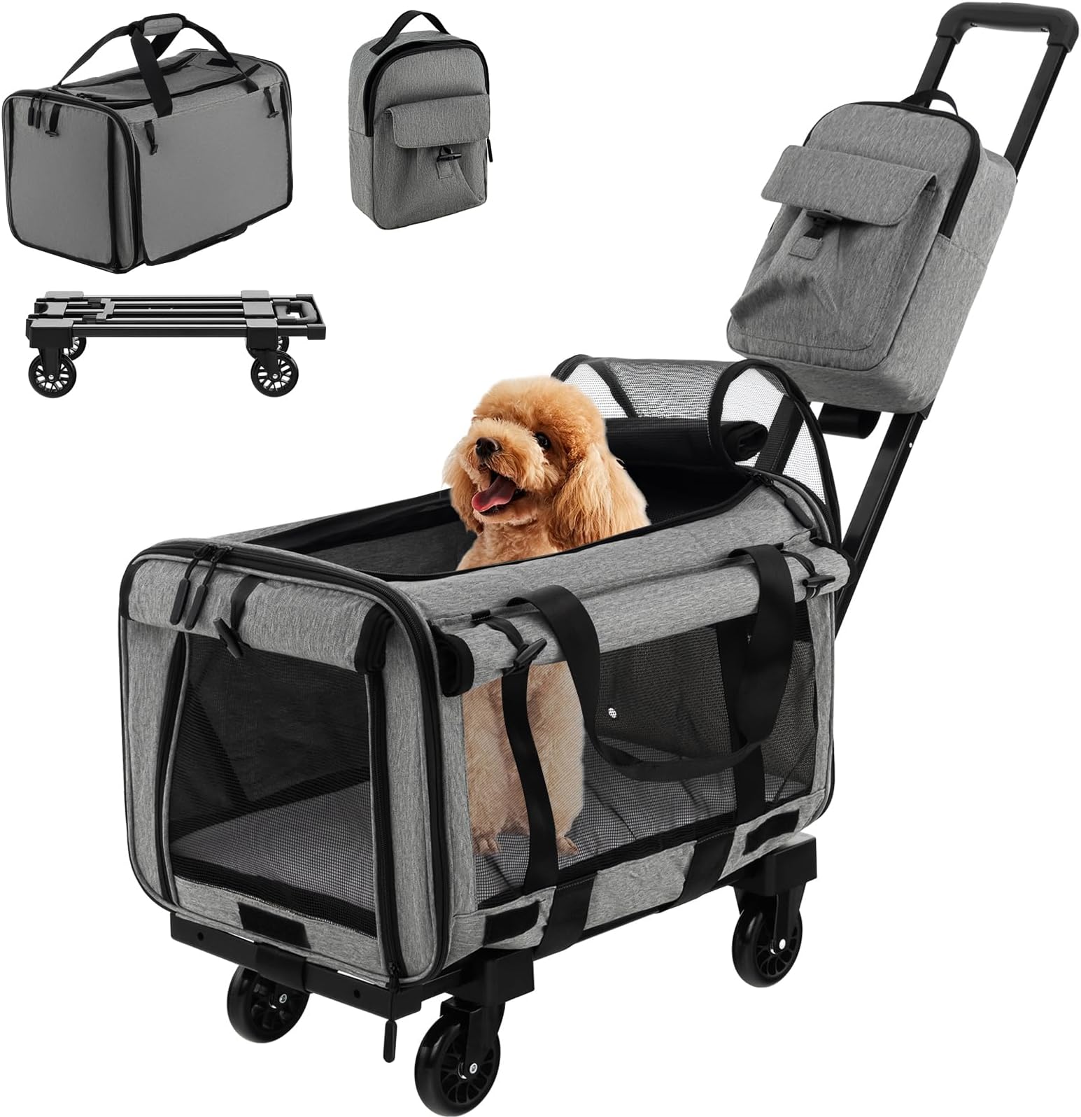 Amazon.com : Giantex Cat Carrier with Wheels, Large Rolling Cat Dog ...