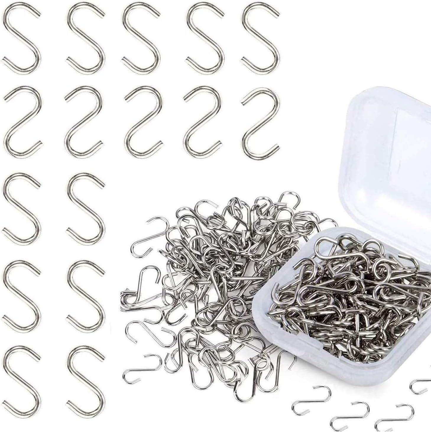 LuLyL 100 Pieces Mini S Hooks Connectors S-Shaped Wire Hook with ...