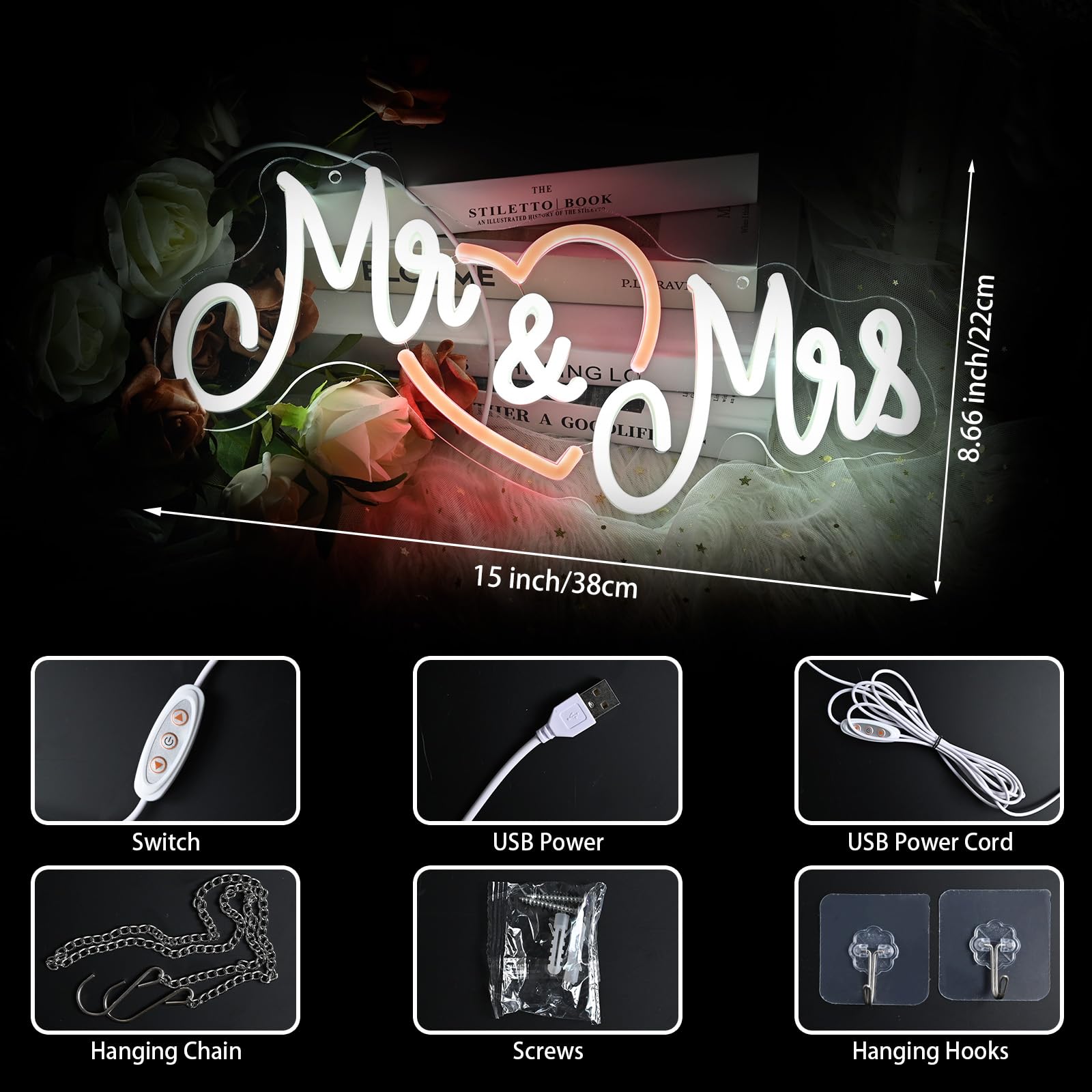 Snapklik.com : Mr And Mrs Neon Sign For Wedding, Dimmable Mr & Mrs Led ...