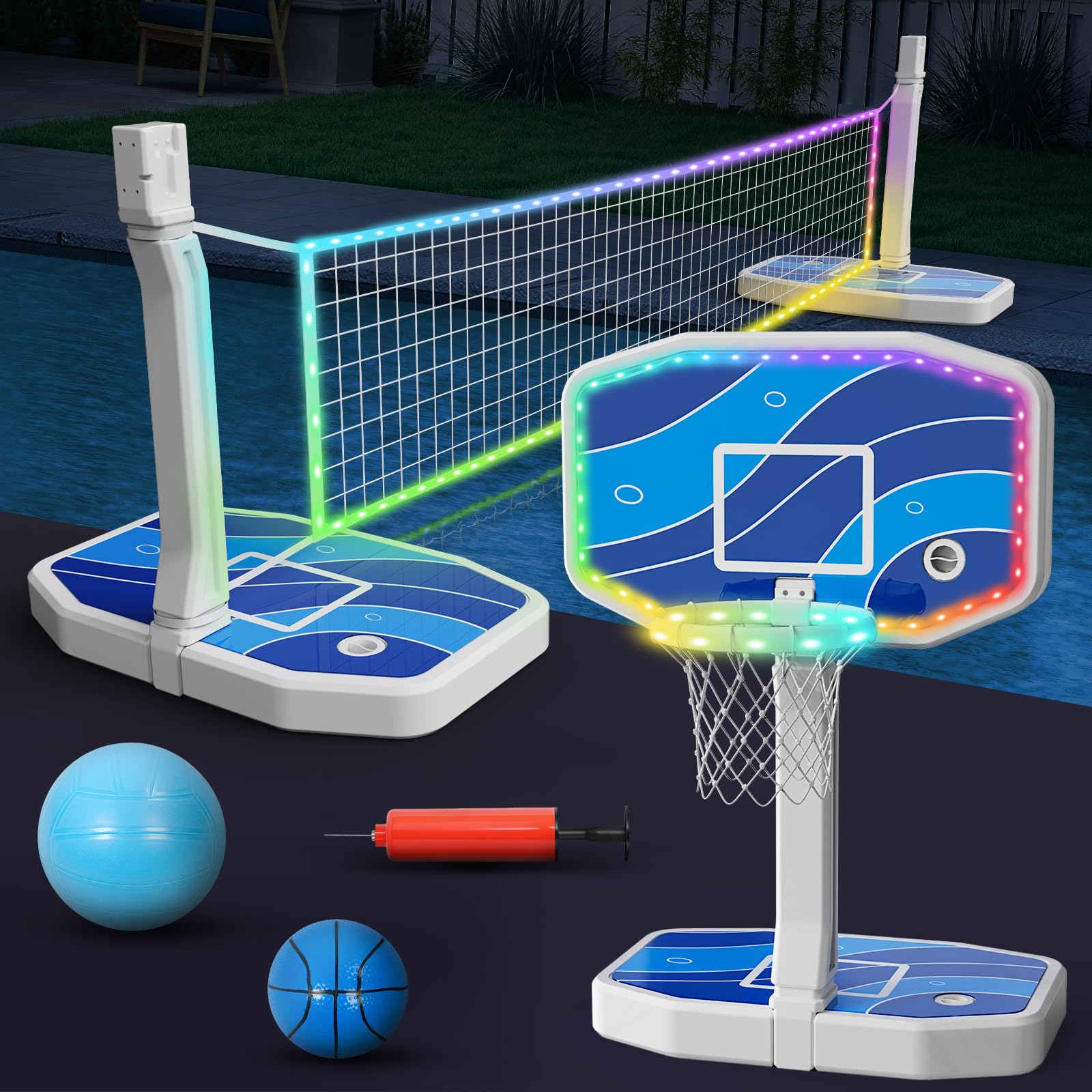 Snapklik.com : 2-in-1 LED Pool Basketball Hoop Poolside & LED Pool ...