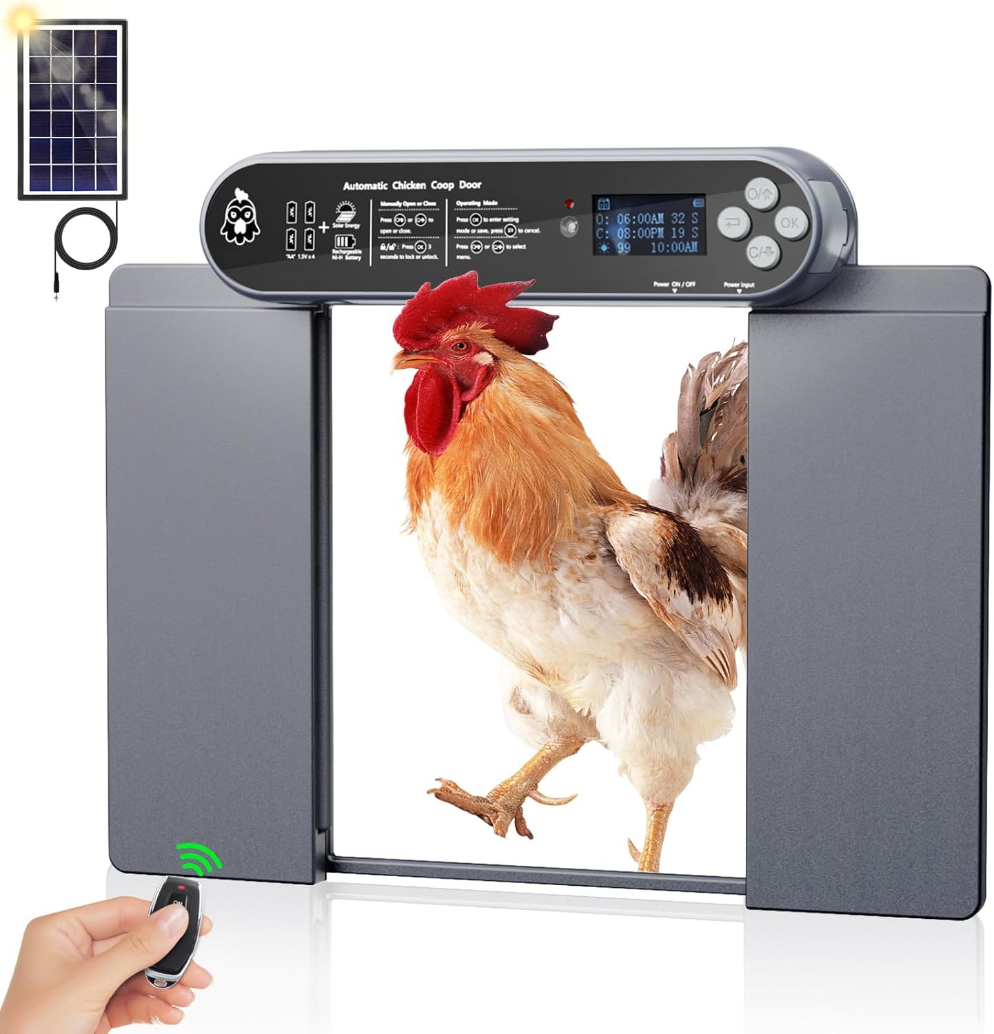 Amazon.com: Automatic Chicken Coop Door Solar Powered with Timer - LCD ...