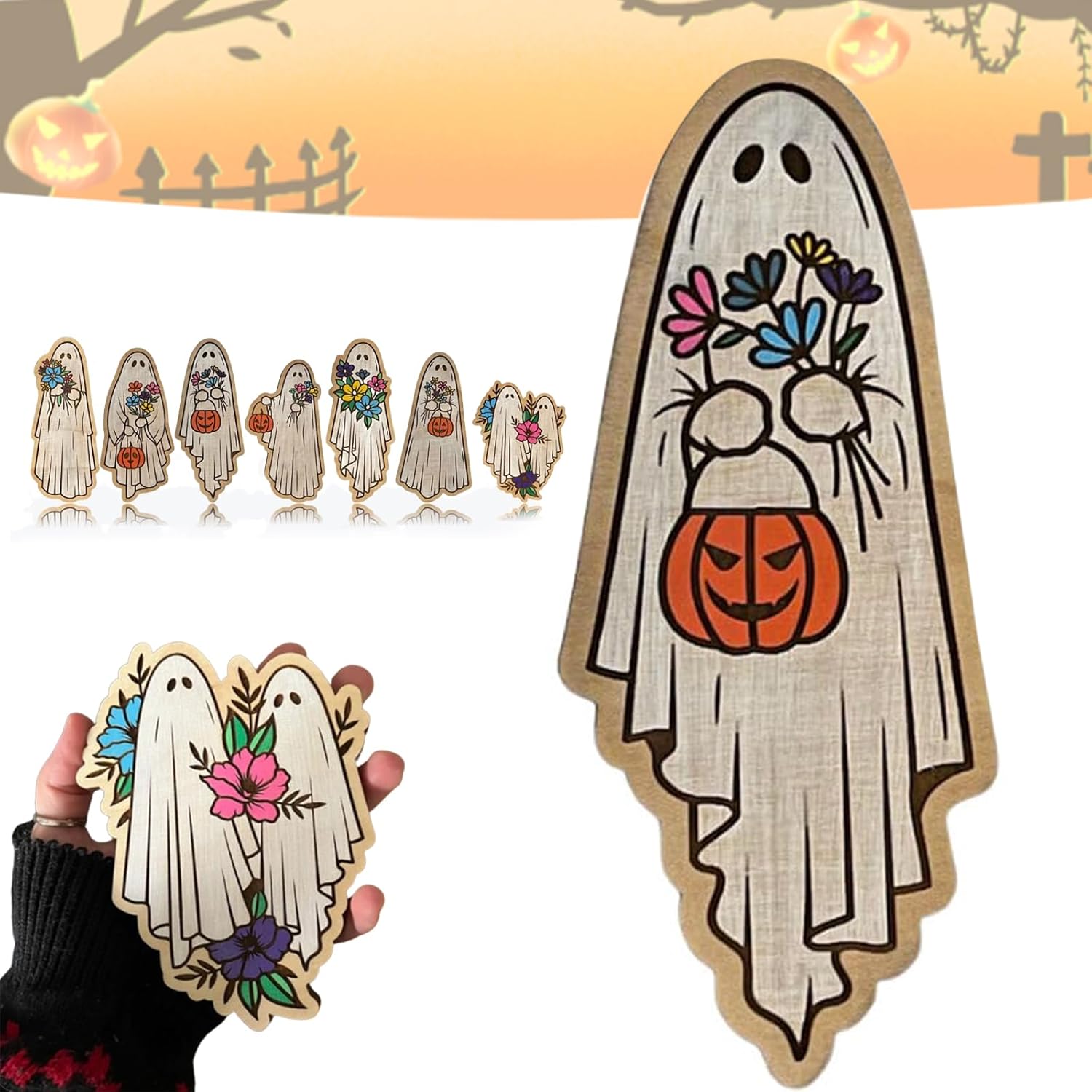 Amazon.com: Hand Painted Magnet Inlay Ghost Magnets, Reusable Halloween ...