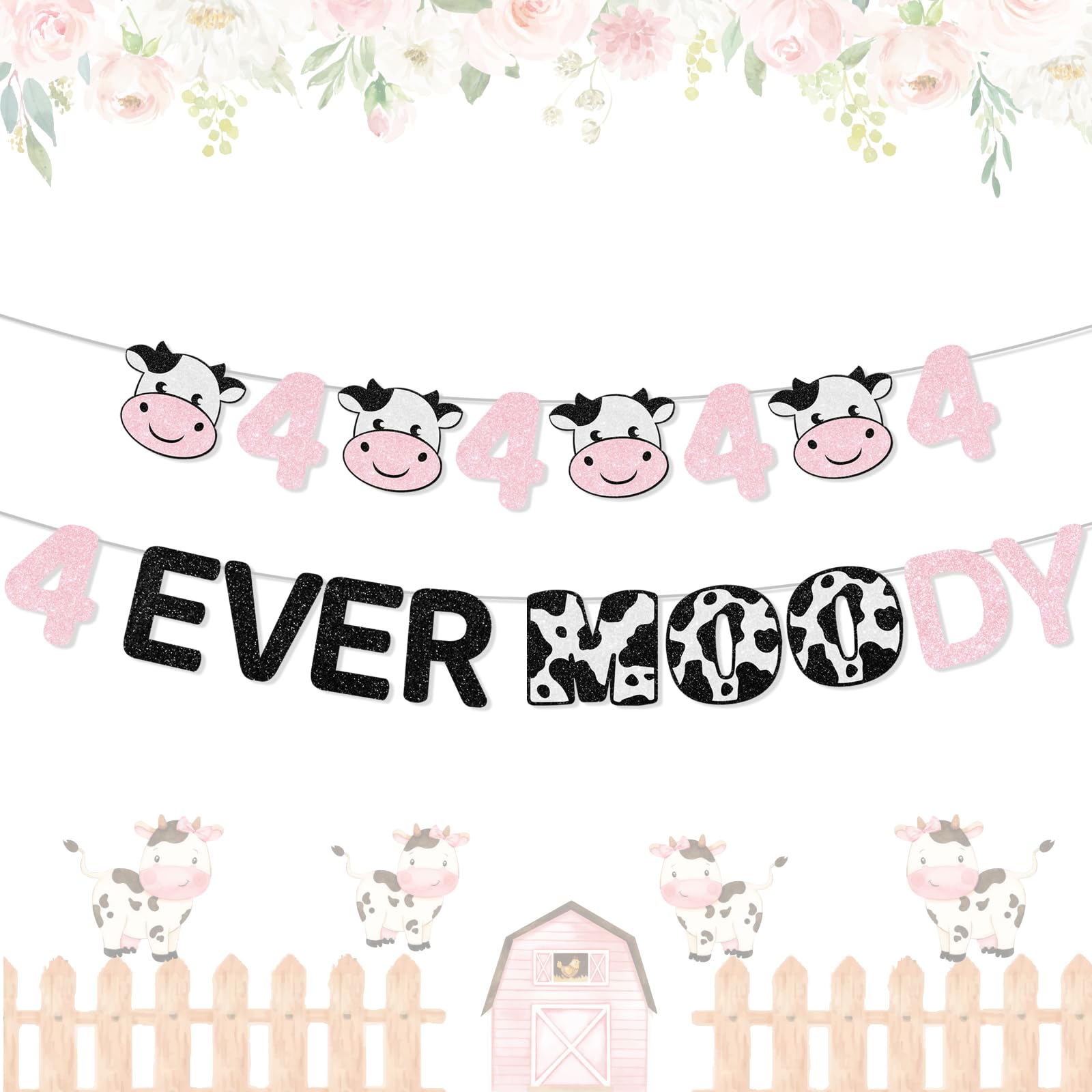 Amazon.com: Balterever 4 Ever Moody Birthday Decorations Girl 4 Ever ...
