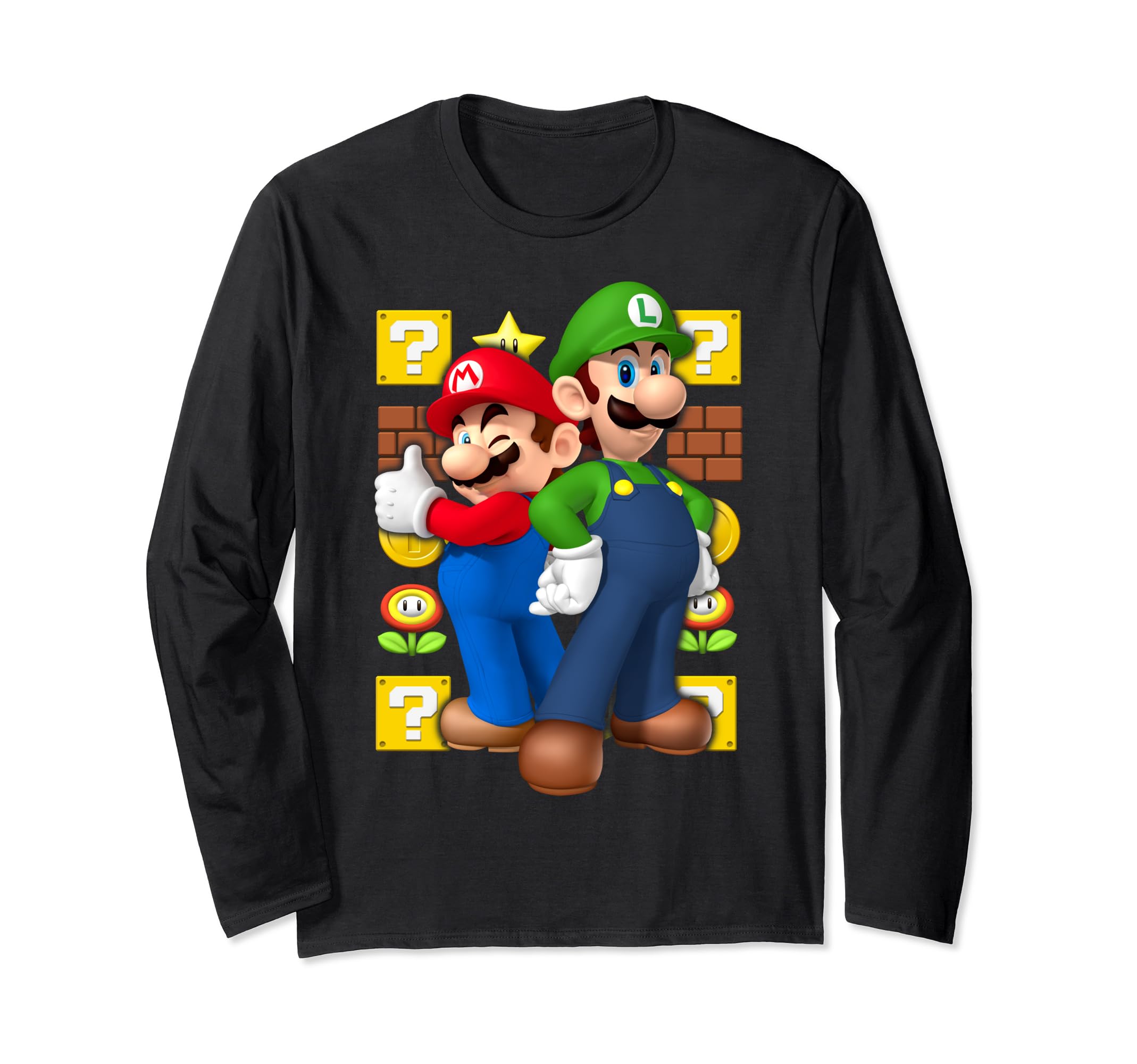 Amazon.com: Nintendo Super Mario Luigi Thumbs Up Graphic Long Sleeve T ...