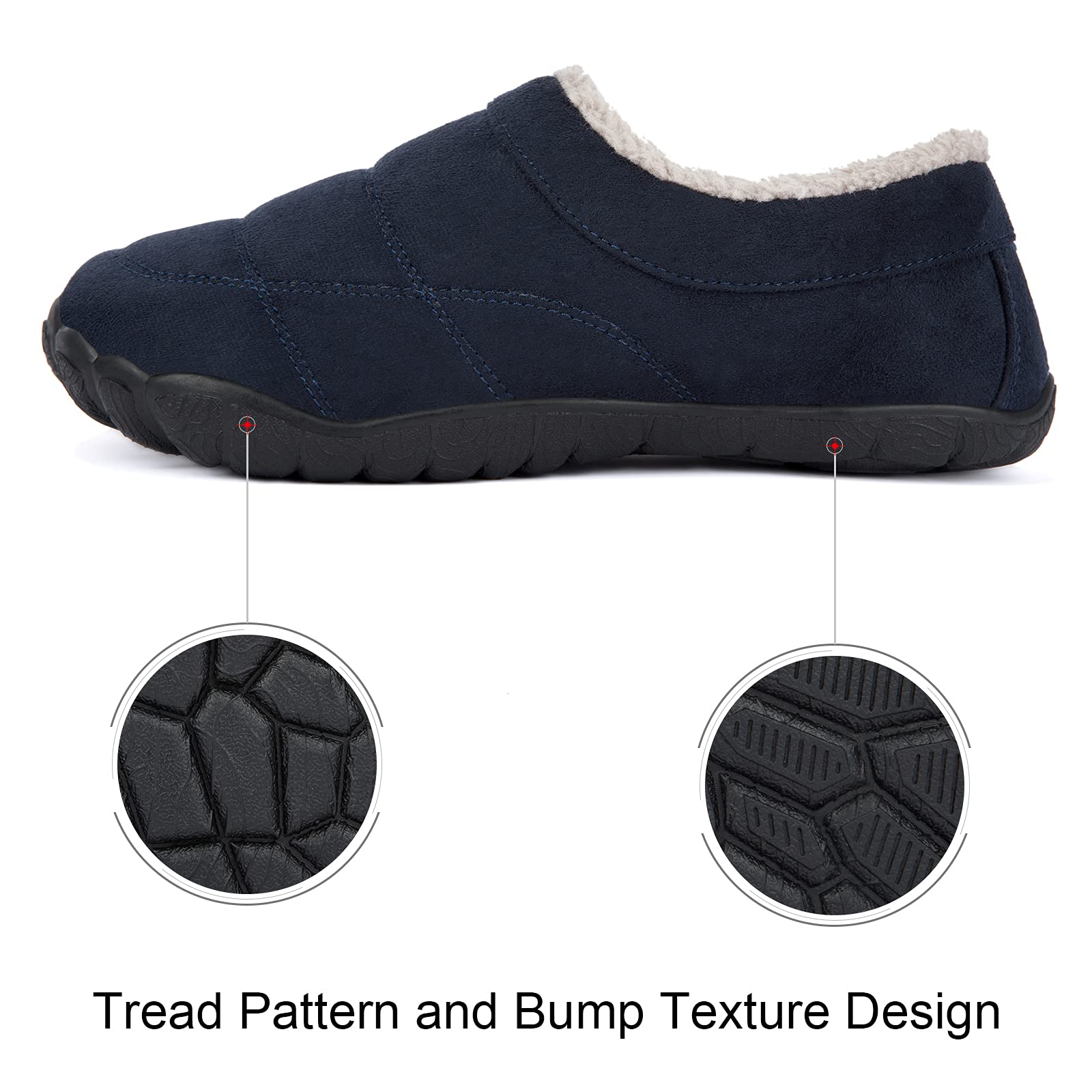 Josaywin Men's Wide Toe Slippers with Wool-Like Lined Microsuede Anti ...