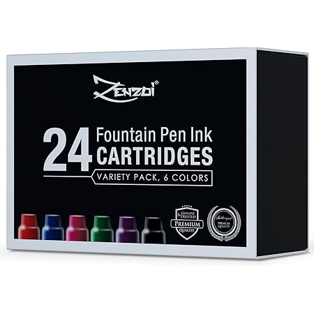Amazon.com : Fountain Pen Ink Refill Cartridges 24 Ink Cartridges (6 ...