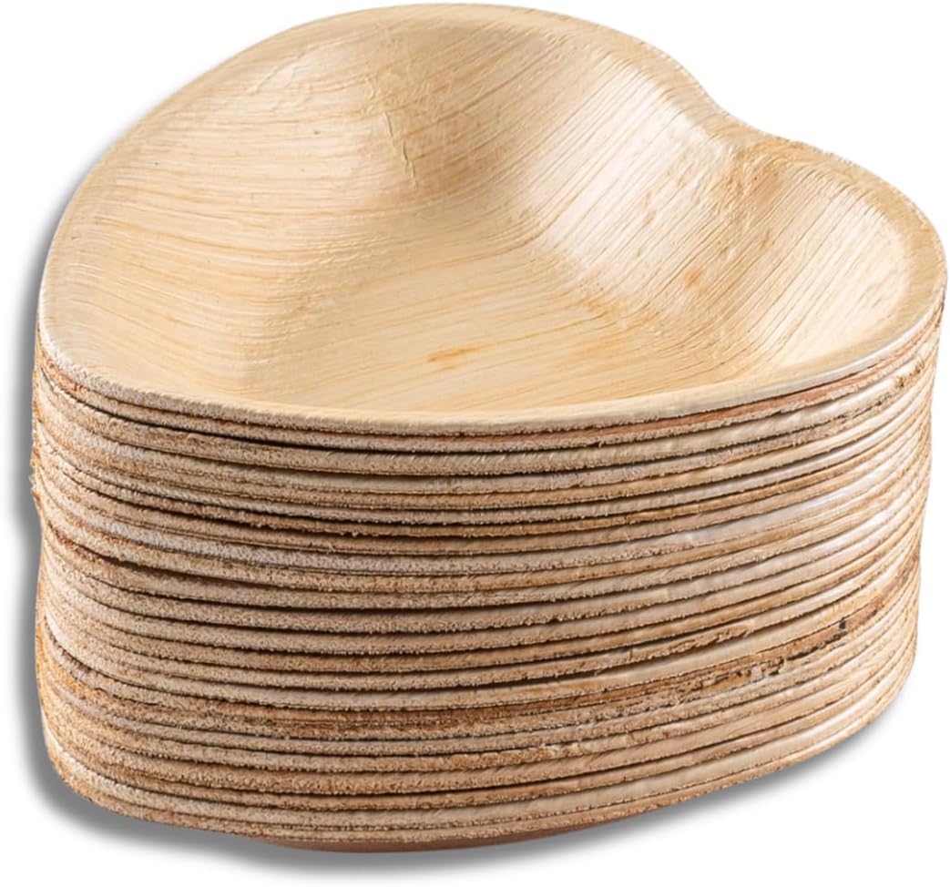 Amazon.com: brheez Palm Leaf Disposable Bamboo Style 7" Heart Shaped ...