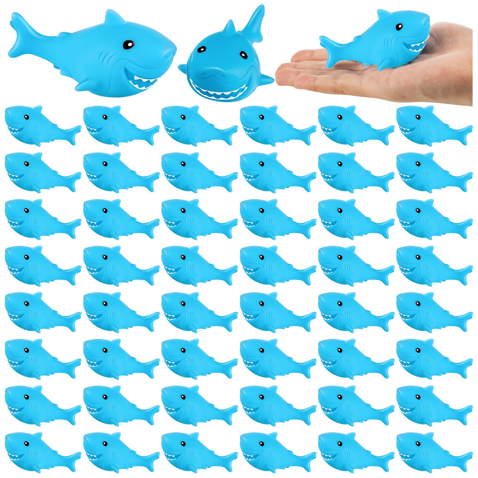 Amazon.com: 25 Pcs Rubber Sharks for Kids, Blue Shark Bath Toys Cute ...